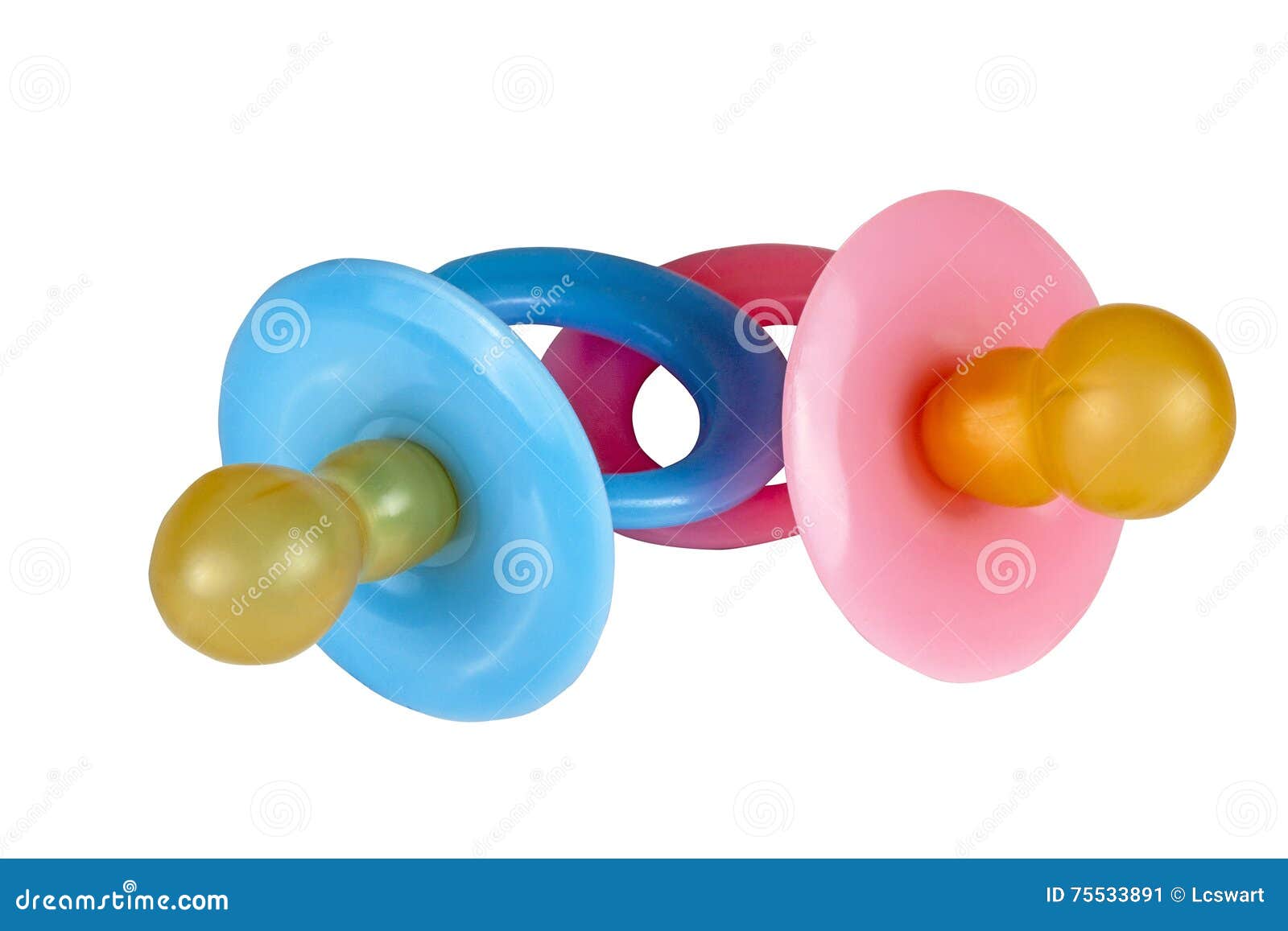 Two Baby's Dummies With Maternal And Birth Certificates On Gray Stock ...