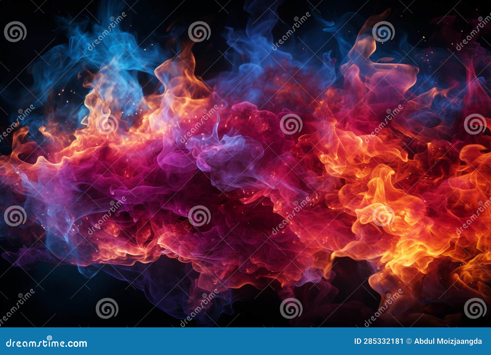Isolated Blue and Red Fire on Black Stock Illustration - Illustration ...