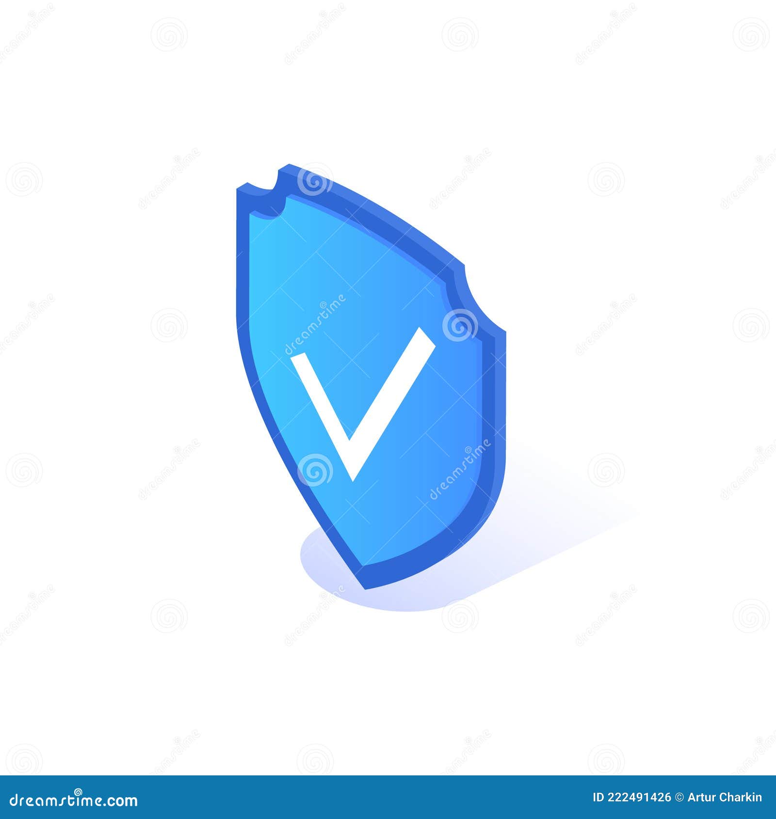 Isolated Blue Shield Icon with Check Mark on White Background. Stock ...