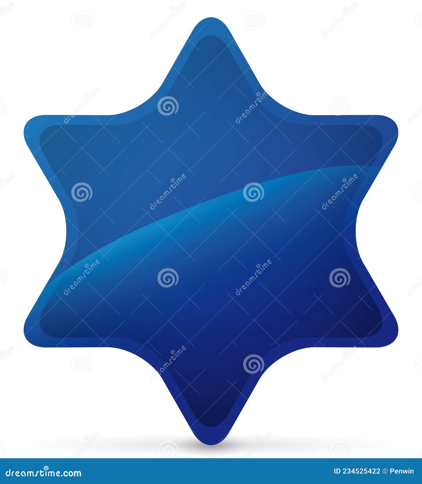 Six Pointed Shiny Blue Star Shape, Vector Illustration Stock Vector ...