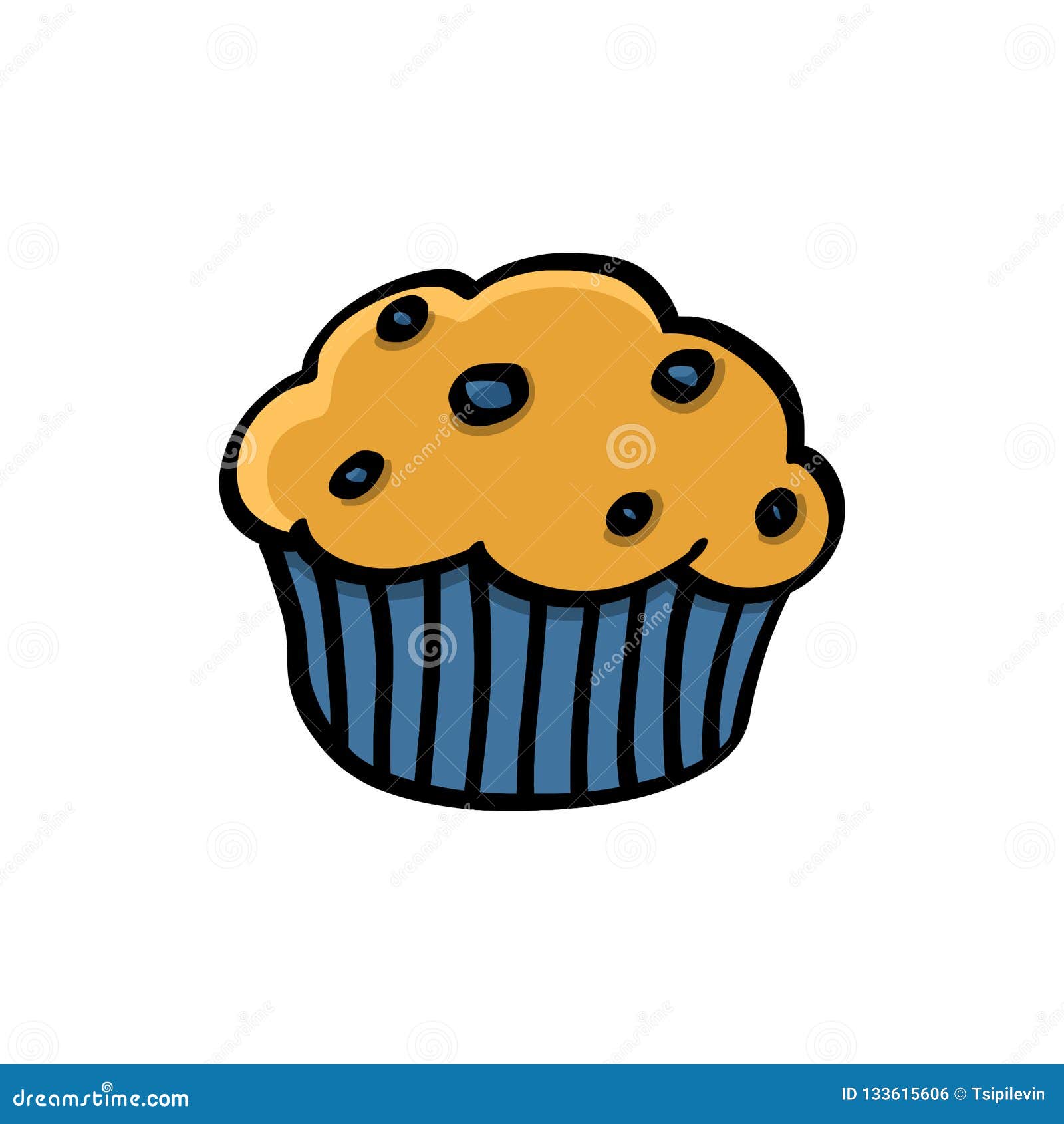 Blueberry Muffin Illustration On White Background Stock Illustration