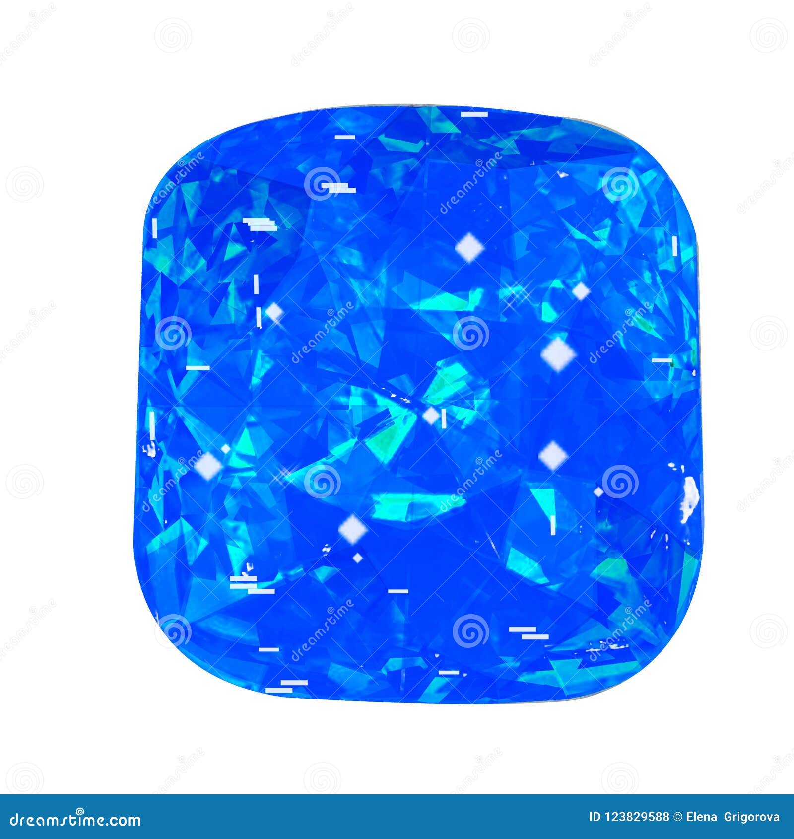 Isolated Bluel Gemstone on White Background. Blue Faceted Stone Stock ...