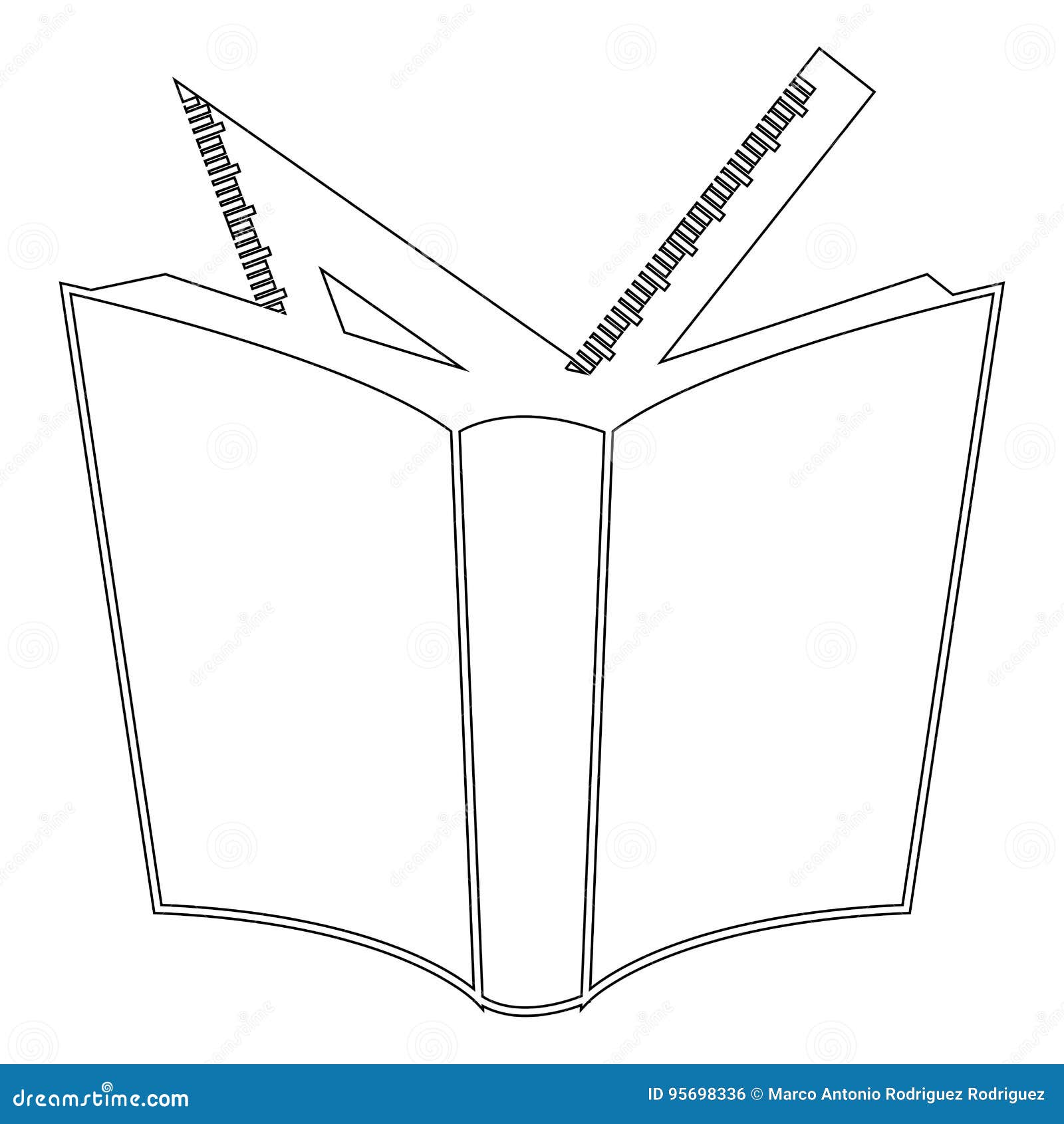 Isolated Book with Rulers Outline Stock Vector - Illustration of back ...