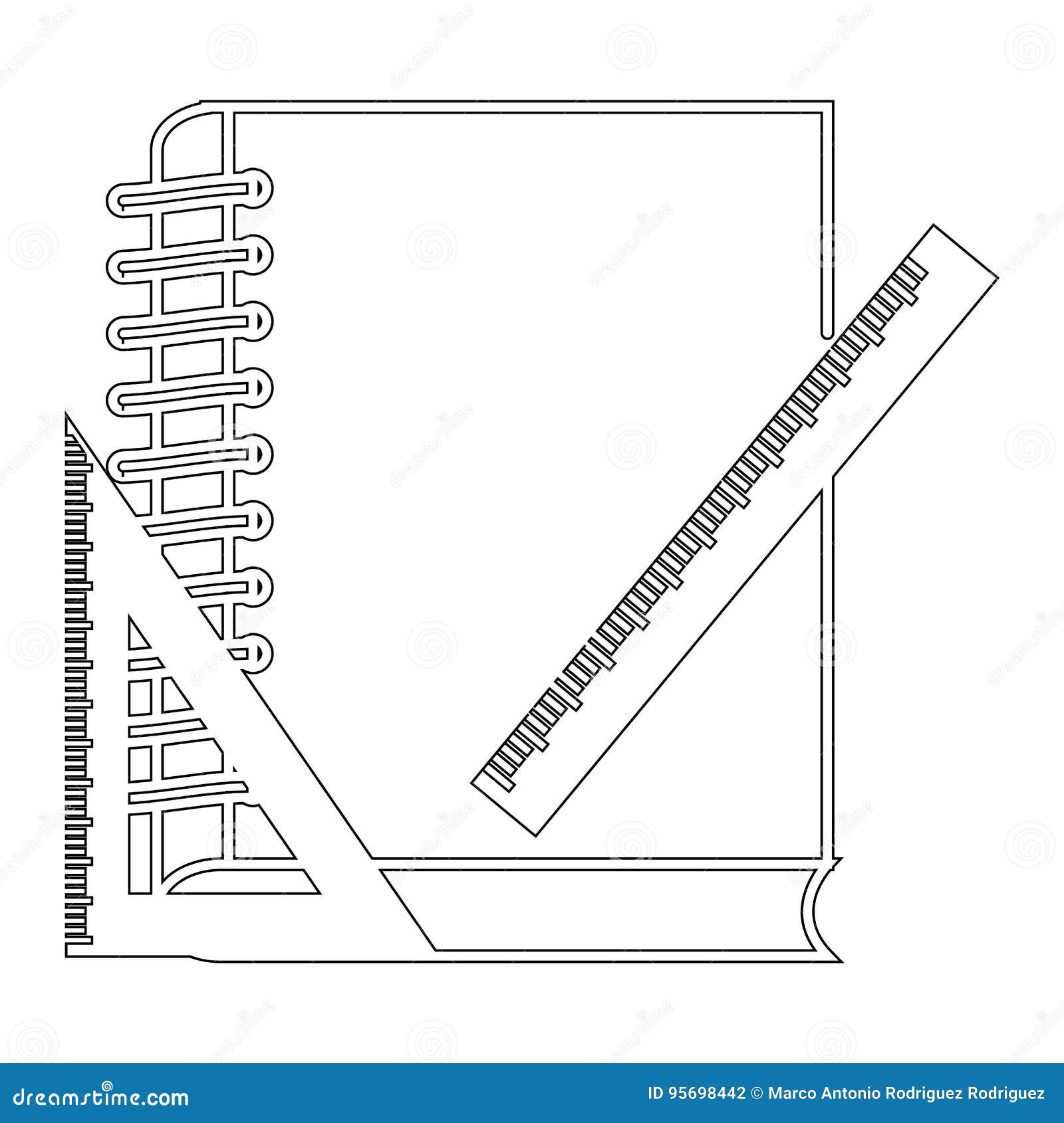 Isolated Book with Rulers Outline Stock Illustration - Illustration of ...