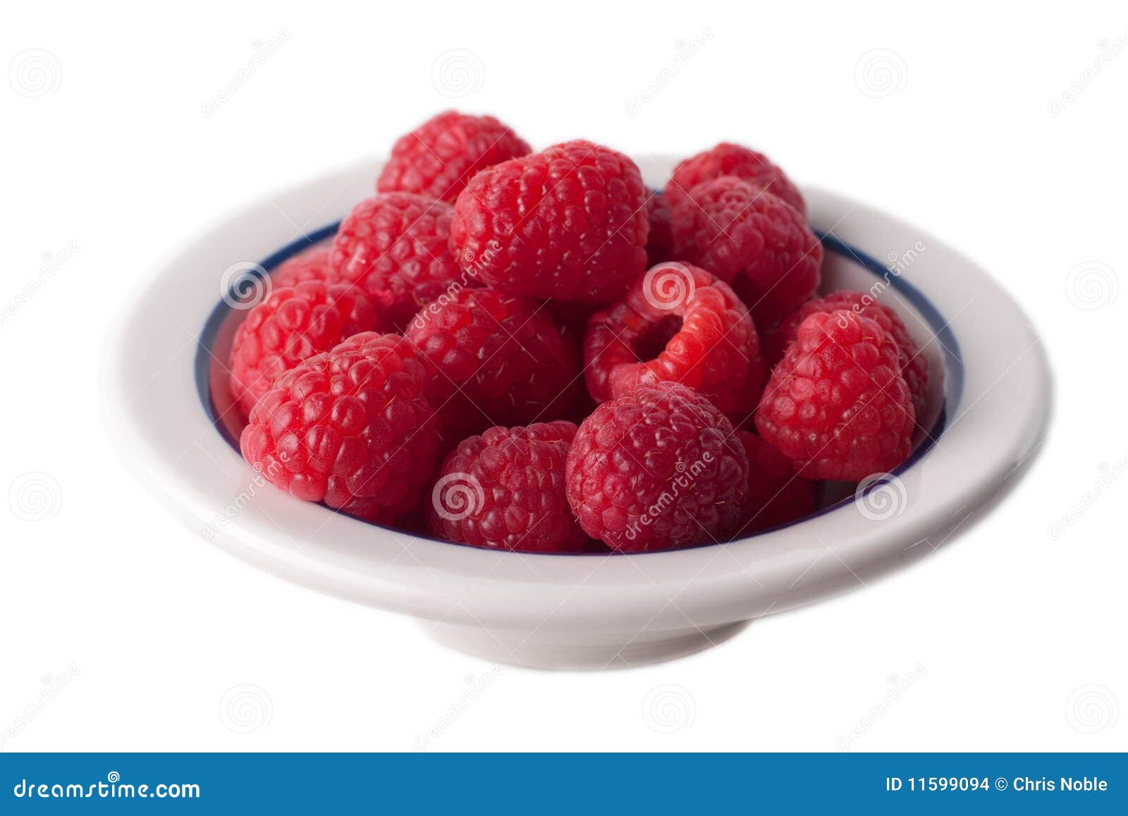 Isolated Bowl of Raspberries Stock Photo - Image of food, cream: 11599094