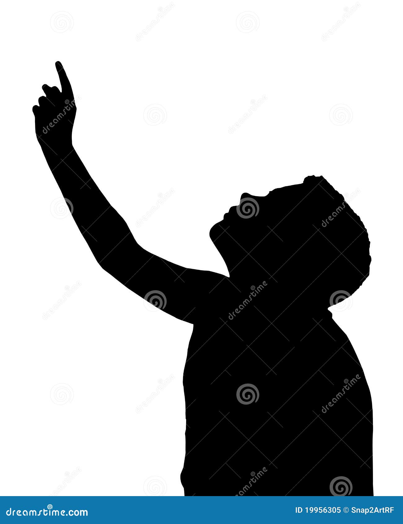 Pointing Upwards. Little Girl Pointing Upwards Vector Illustration ...