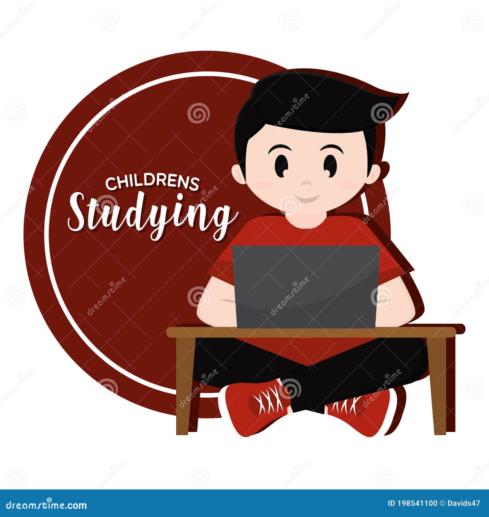 Isolated Boy Childrens Studying Stock Vector - Illustration of cheerful ...