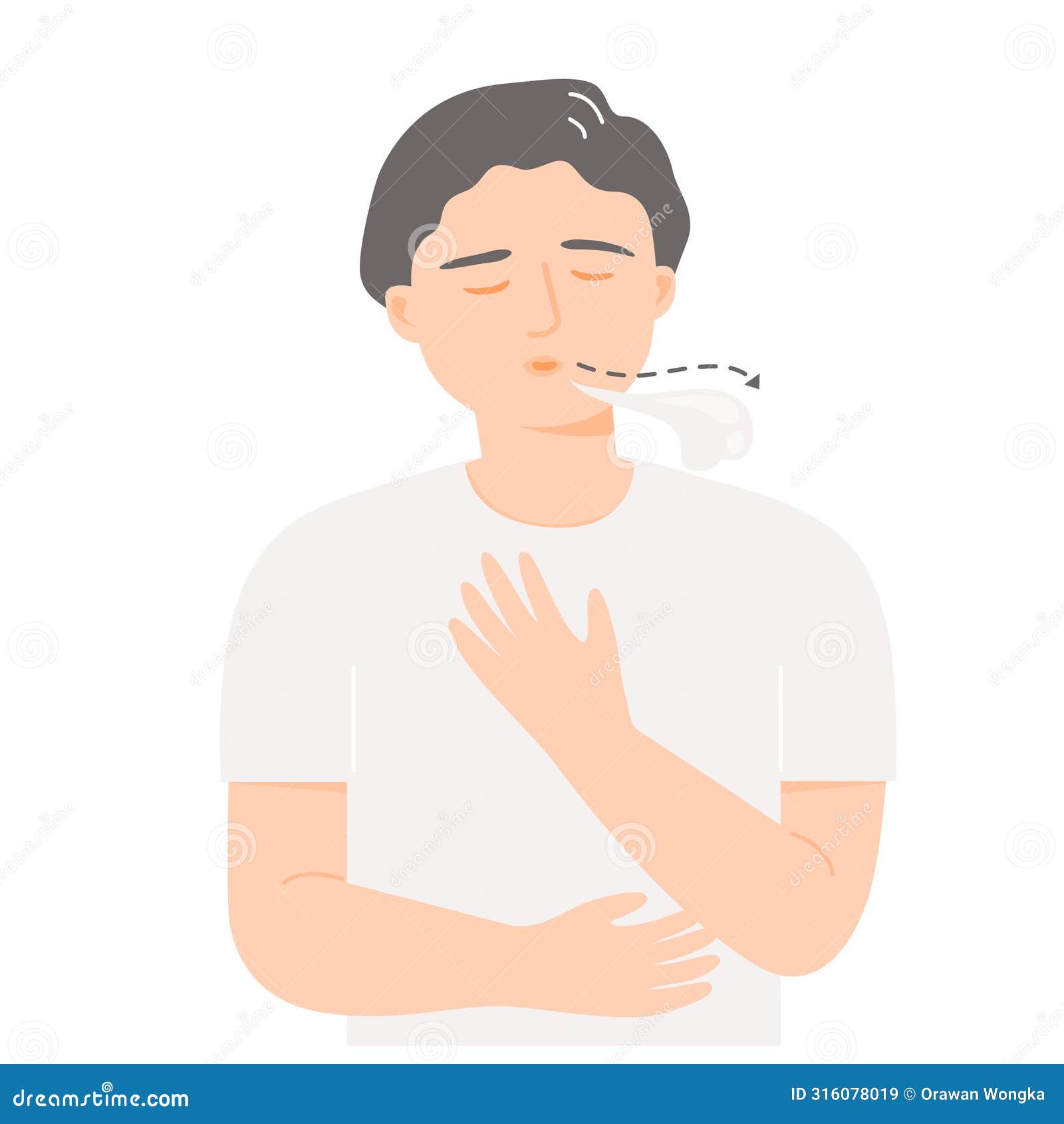 Isolated of a Boy Do Deep Breathing, Flat Vector Illustration. Stock ...