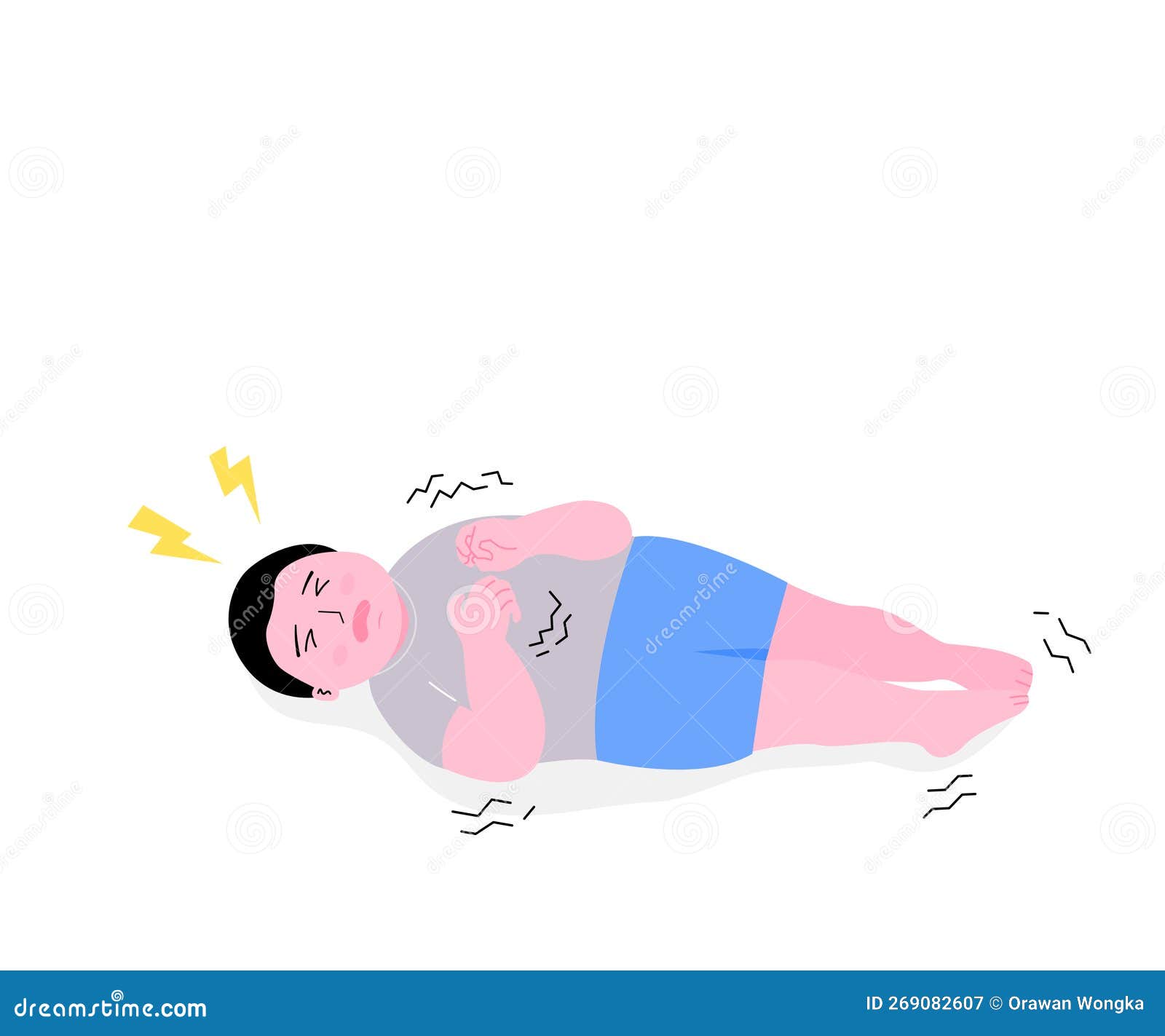 Isolated of a Boy with Epileptic Seizures, Flat Vector Illustration ...