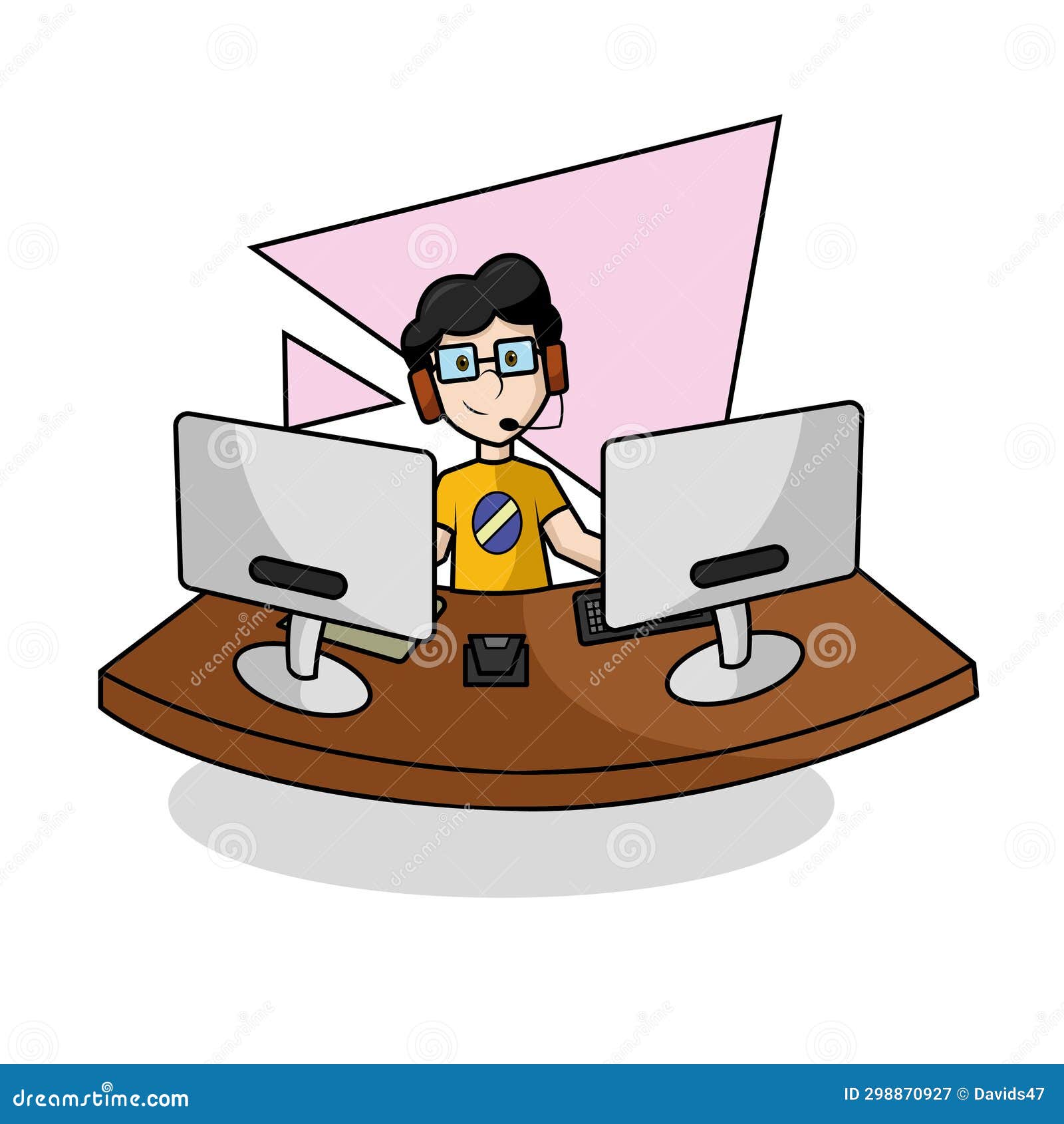 Isolated Boy Gamer Character Playing on a Computer Vector Stock Vector ...