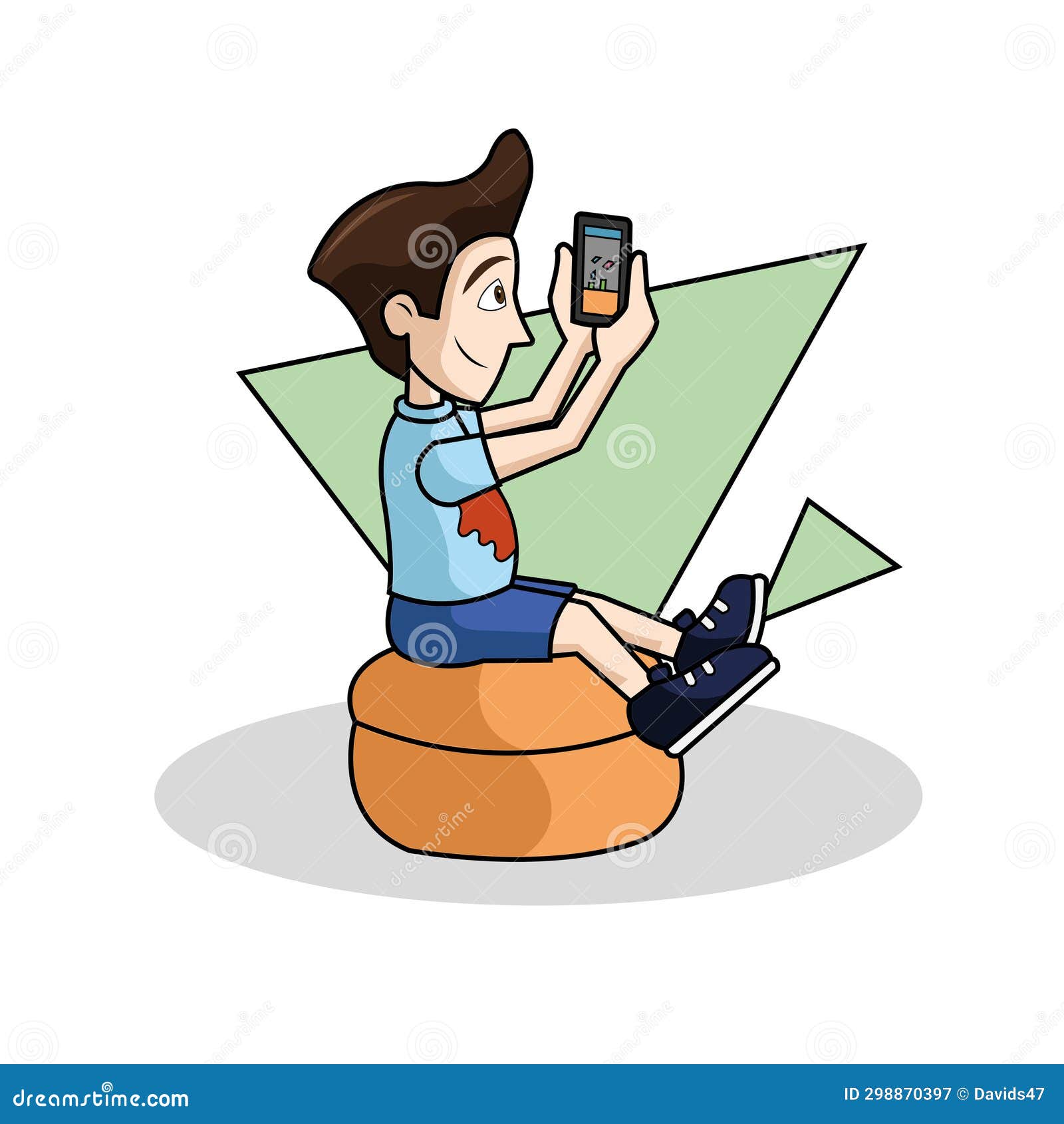 Isolated Boy Playing Videogames on a Cellphone Vector Stock Vector ...