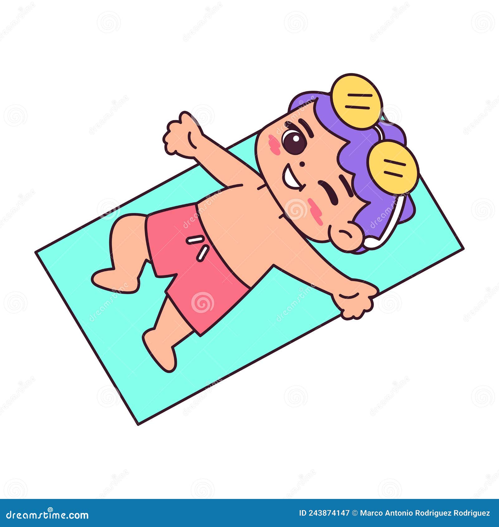 Isolated Boy Sun Beach Vector Illustration Stock Vector - Illustration ...