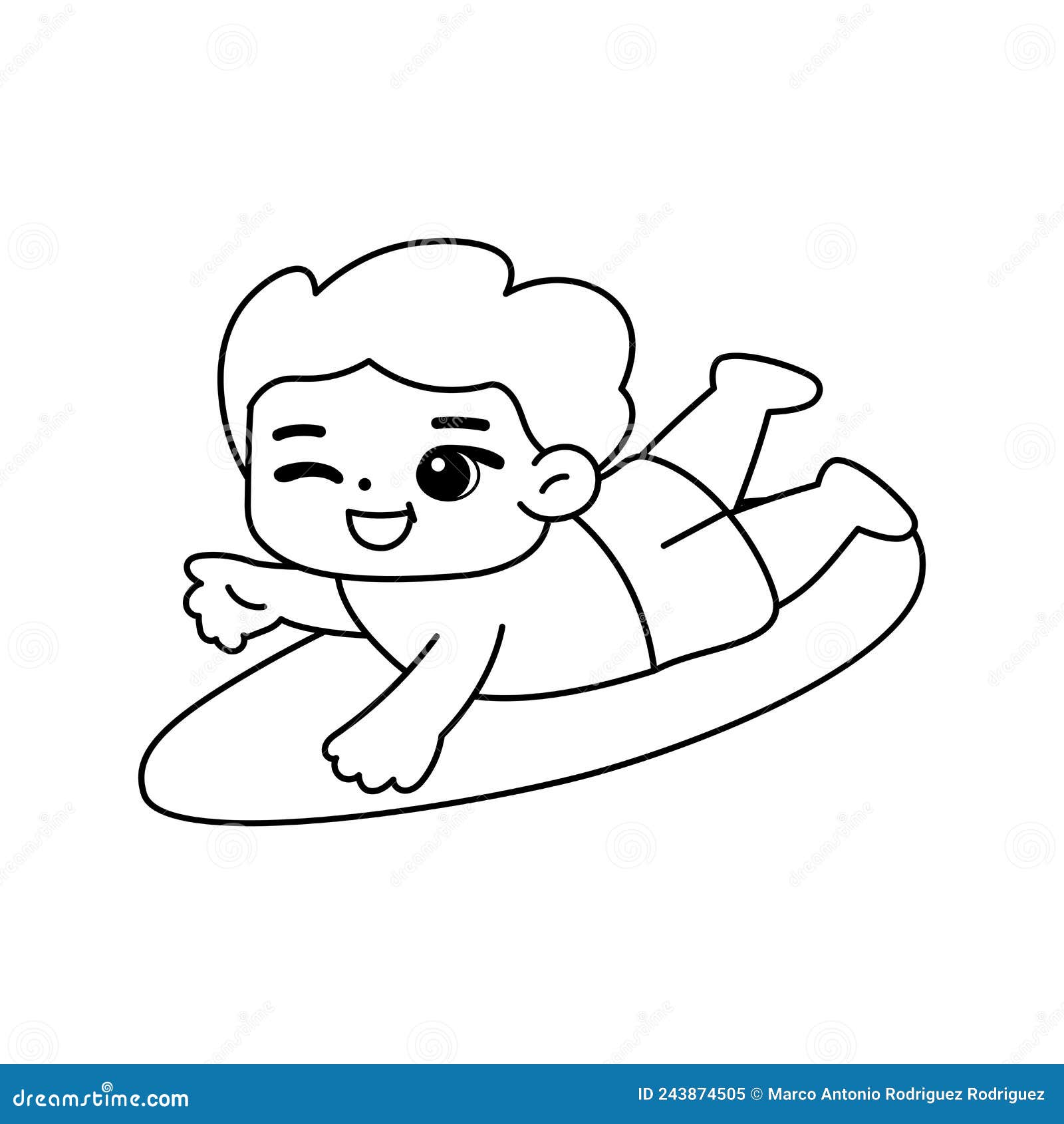 Isolated Boy Surfing Beach Draw Vector Illustration Stock Vector ...