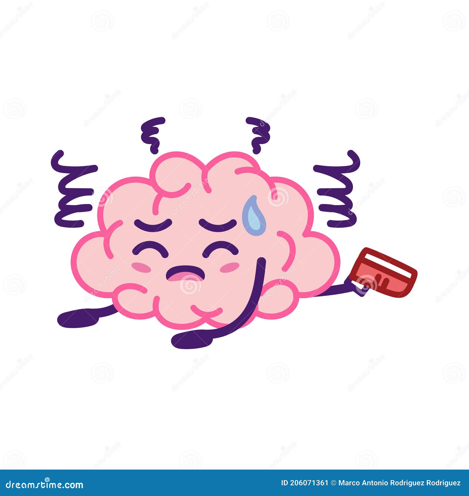 Isolated brain cartoon stock vector. Illustration of vector - 206071361