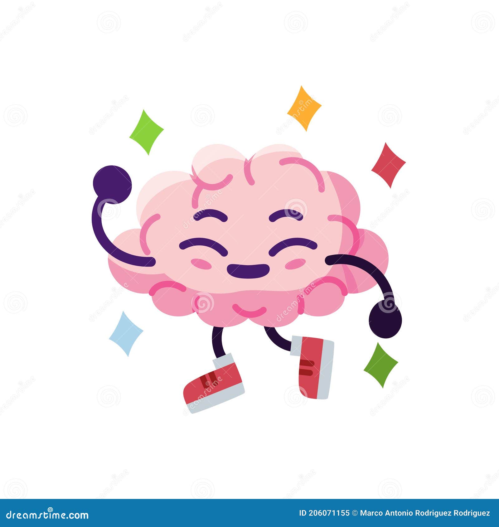 Isolated brain cartoon stock vector. Illustration of happy - 206071155