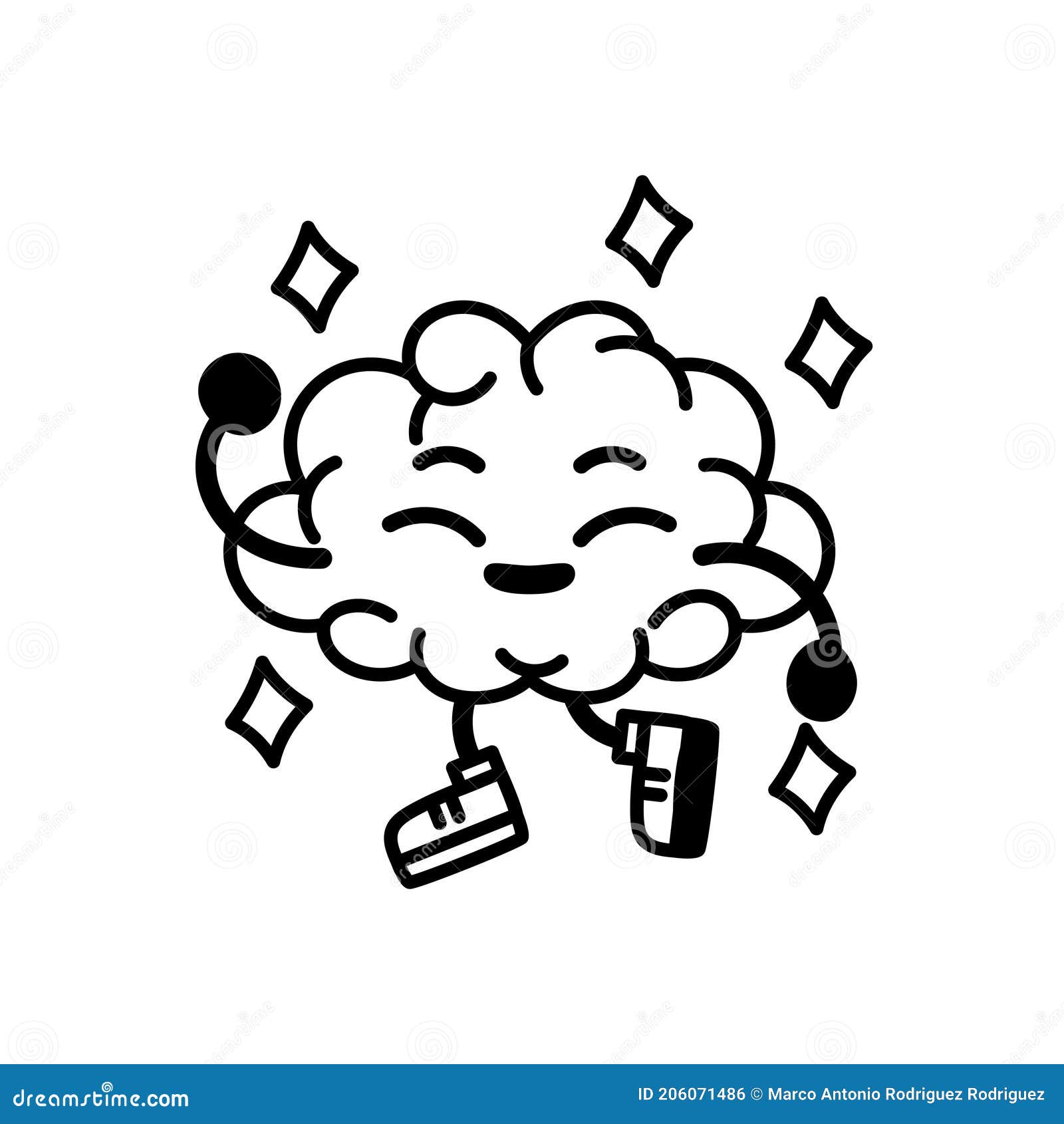 Isolated brain cartoon stock vector. Illustration of happy - 206071486