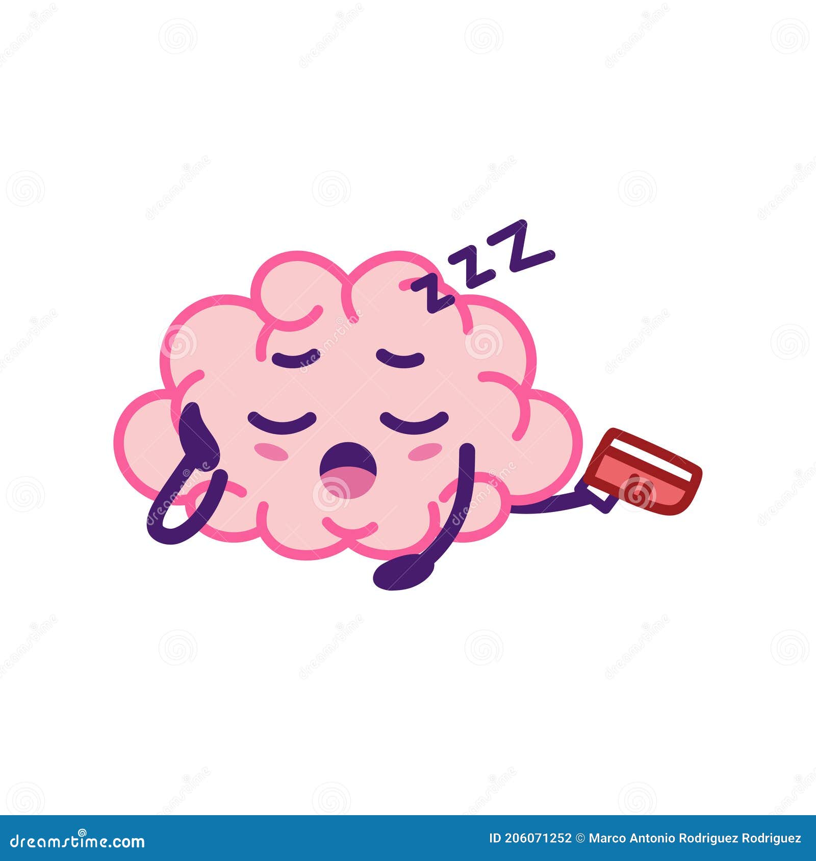 Isolated brain cartoon stock vector. Illustration of sleep - 206071252