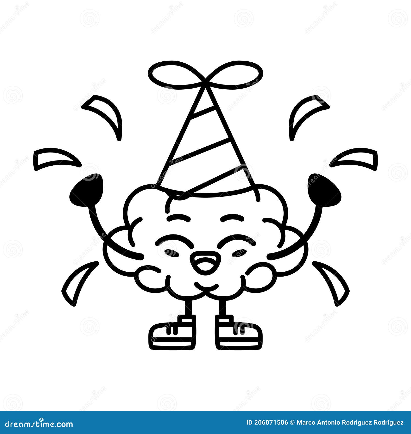 Isolated brain cartoon stock vector. Illustration of outline - 206071506