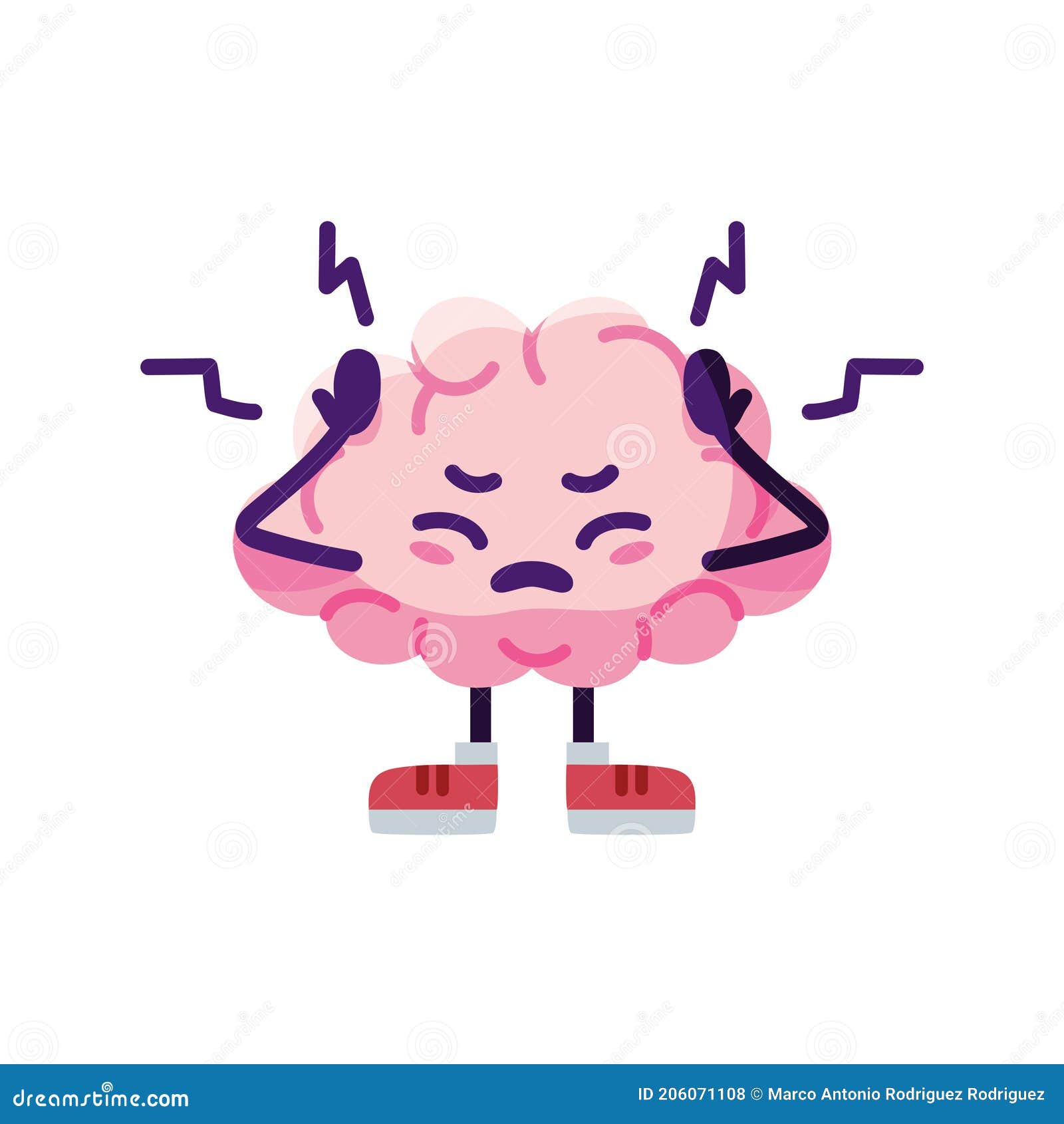 Isolated brain cartoon stock vector. Illustration of human - 206071108