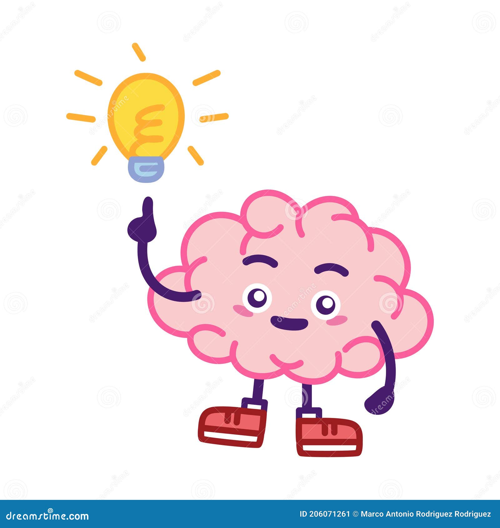 Isolated brain cartoon stock vector. Illustration of concept - 206071261