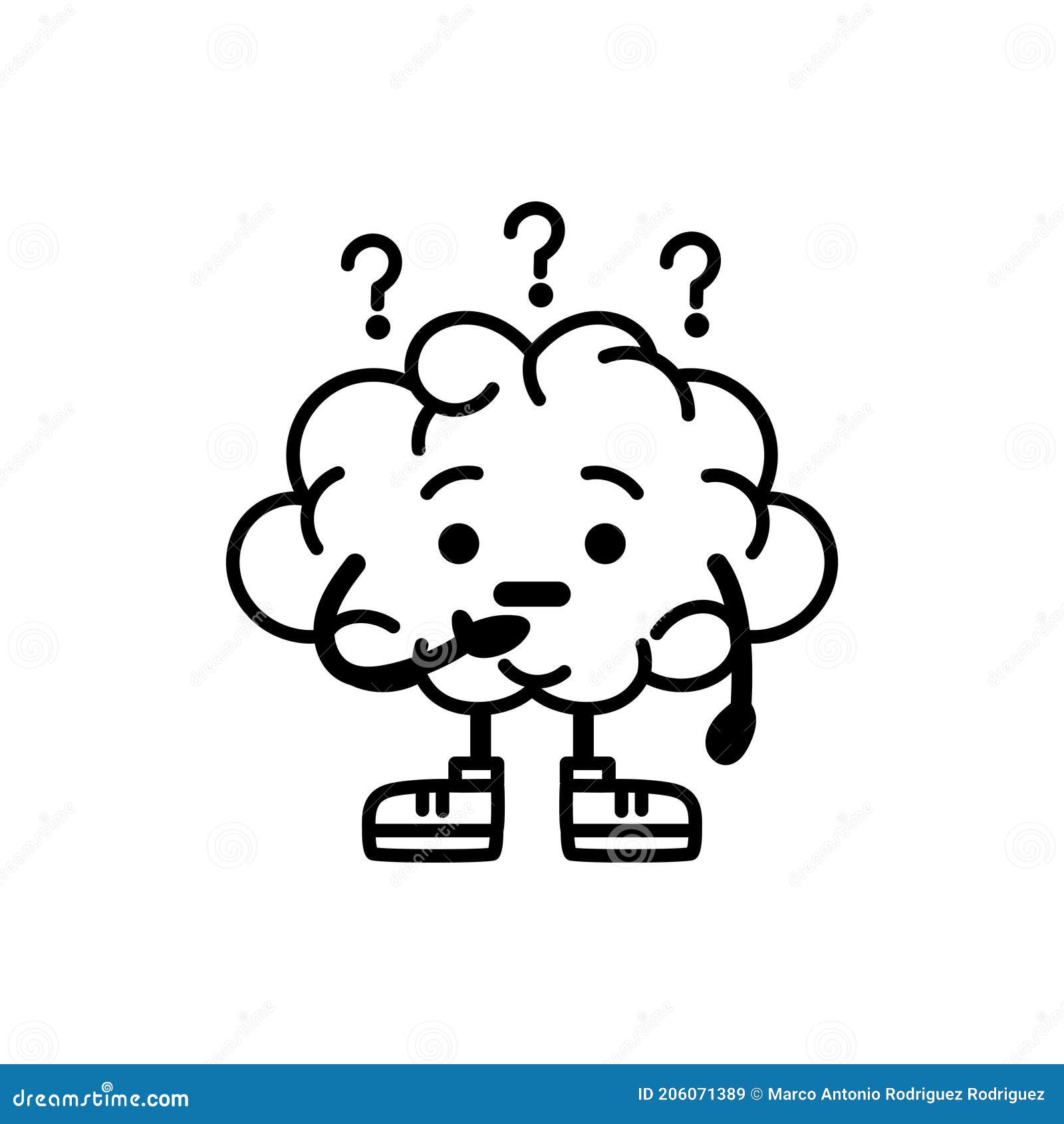 Isolated brain cartoon stock vector. Illustration of question - 206071389