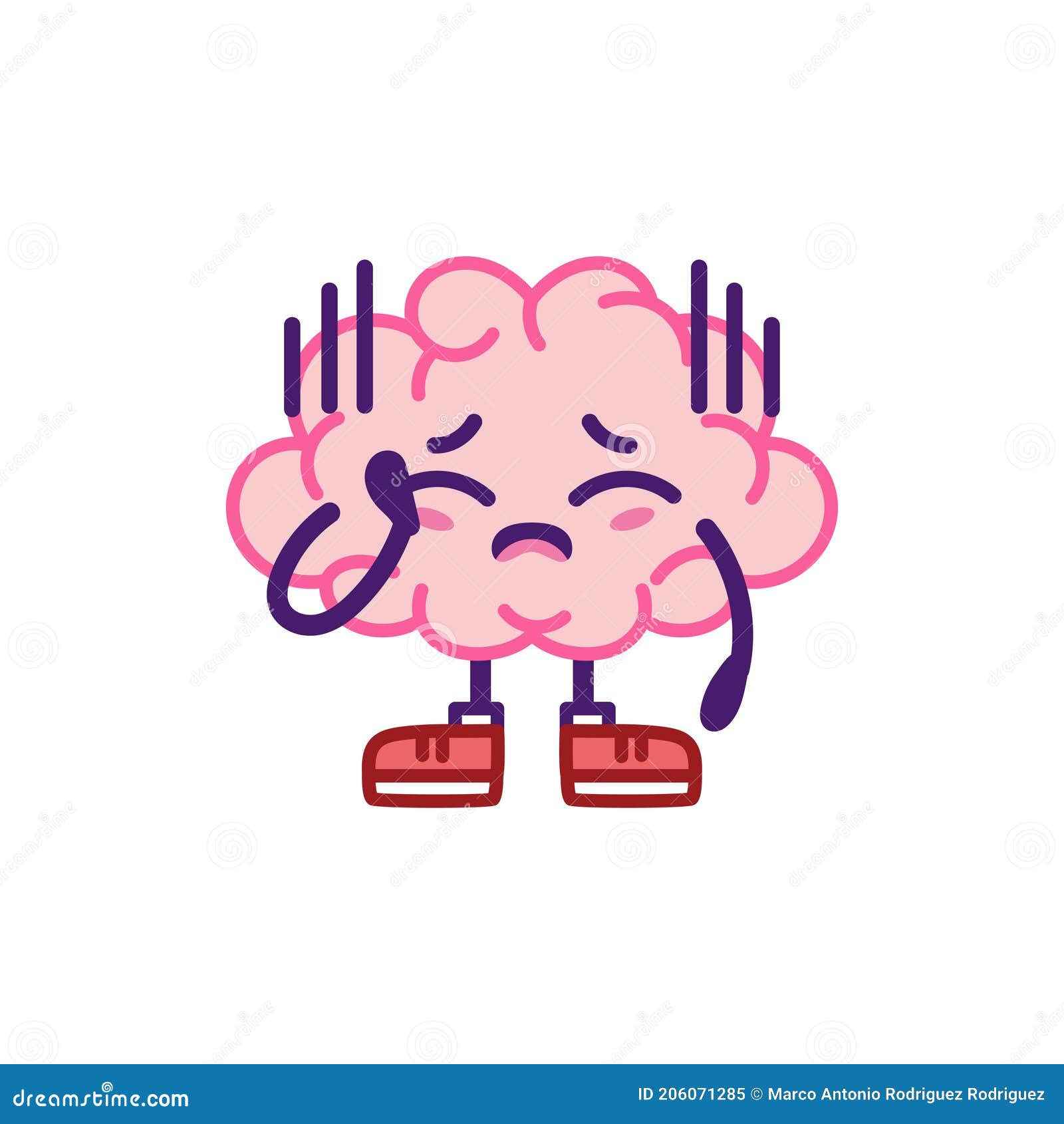 Isolated brain cartoon stock vector. Illustration of face - 206071285