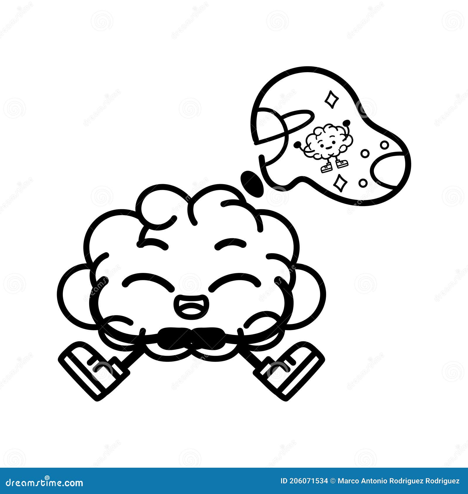 Isolated brain cartoon stock vector. Illustration of mind - 206071534
