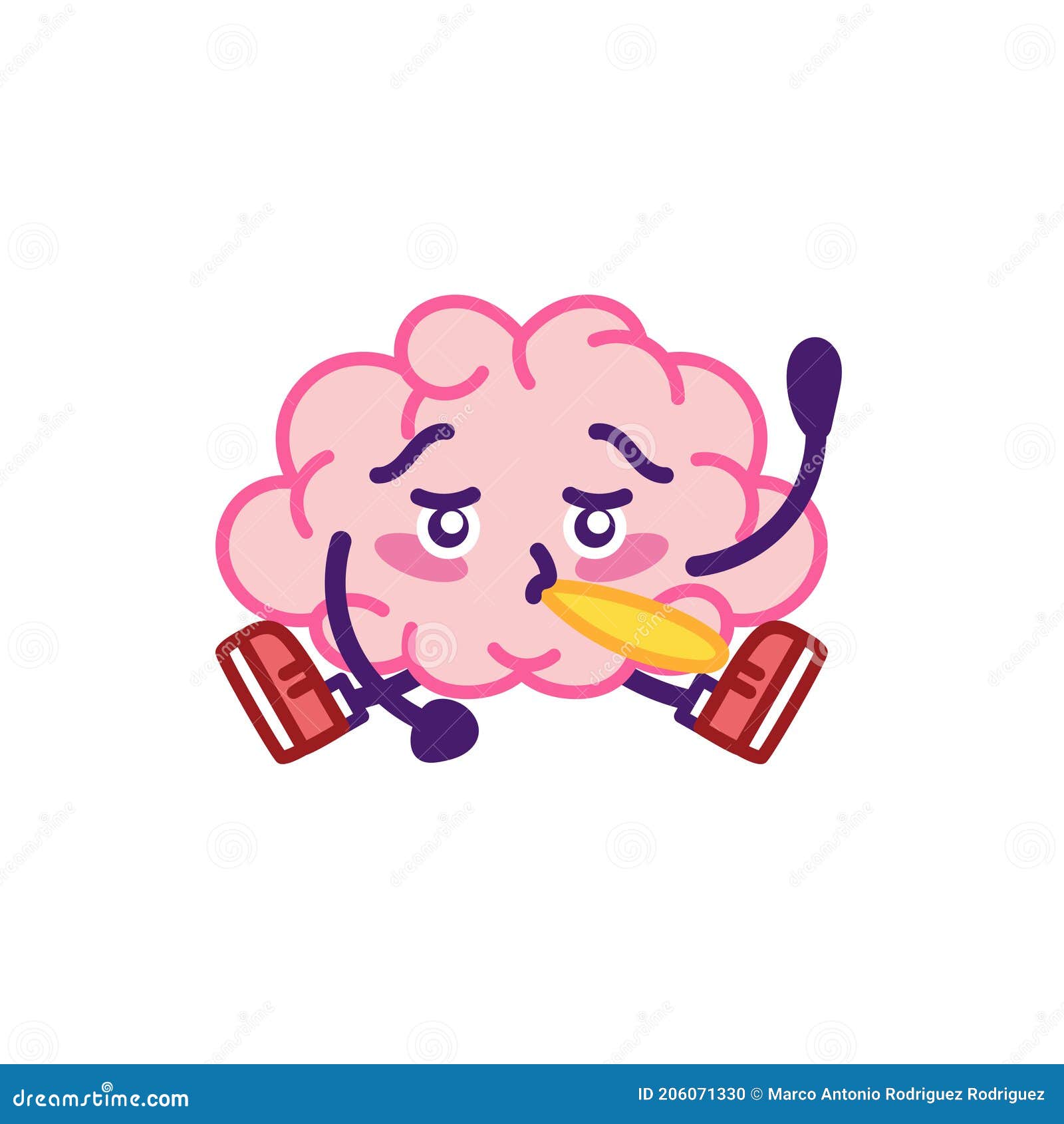 Isolated brain cartoon stock vector. Illustration of smart - 206071330