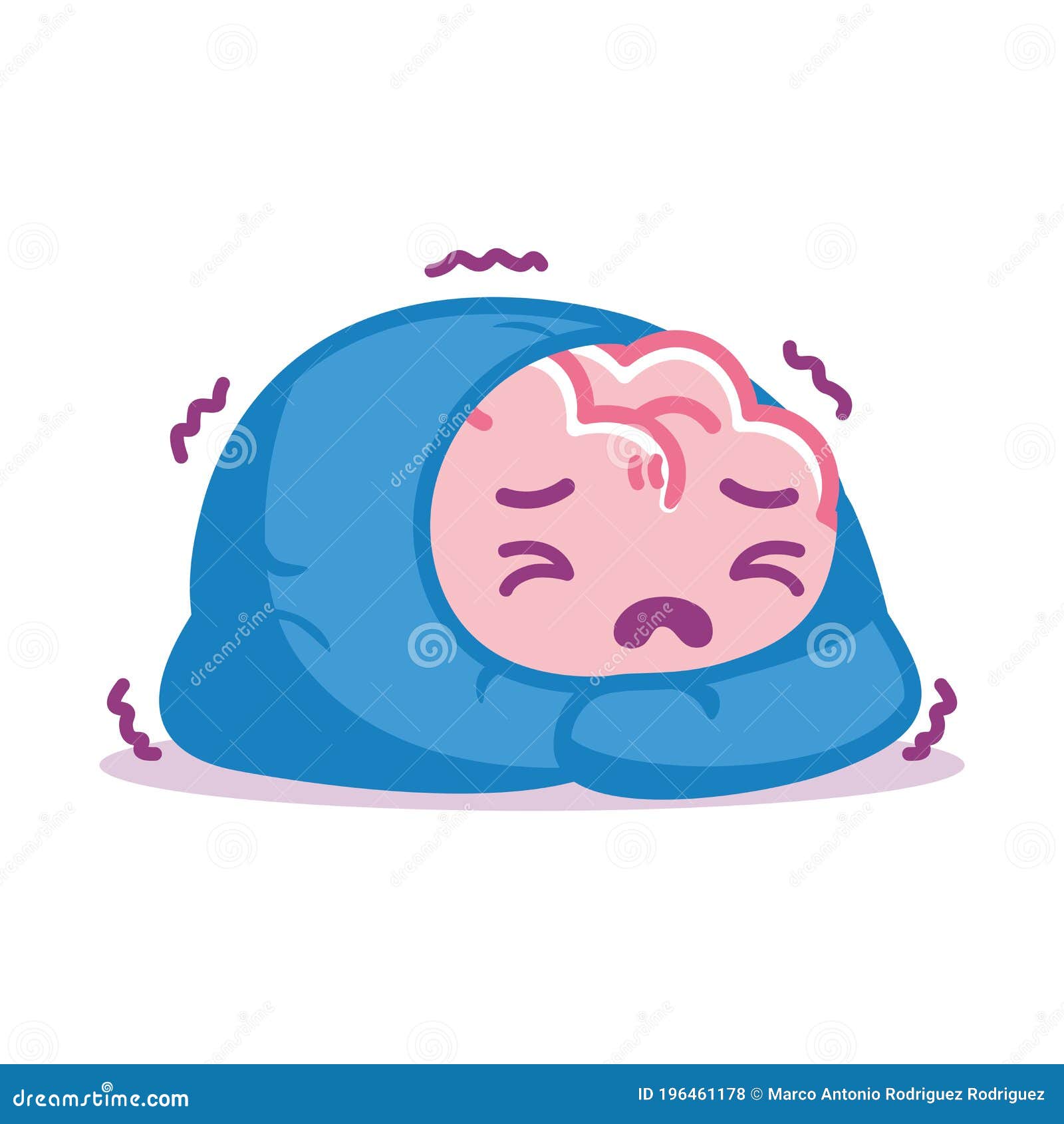 Isolated brain cold emoji stock vector. Illustration of kawaii - 196461178