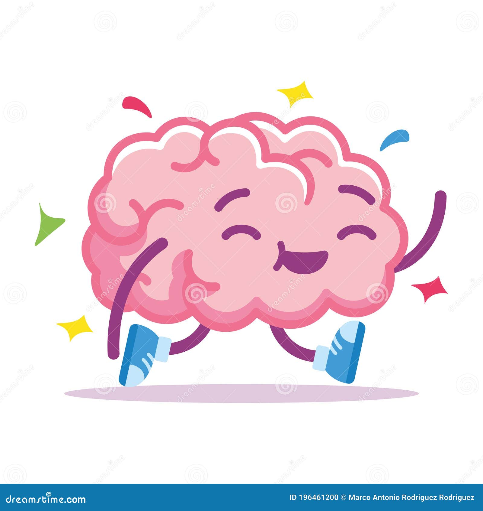 Isolated brain happy emoji stock vector. Illustration of cute - 196461200