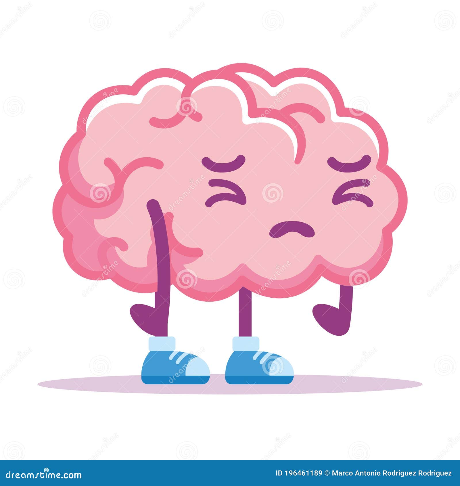Isolated brain sad emoji stock vector. Illustration of pink - 196461189