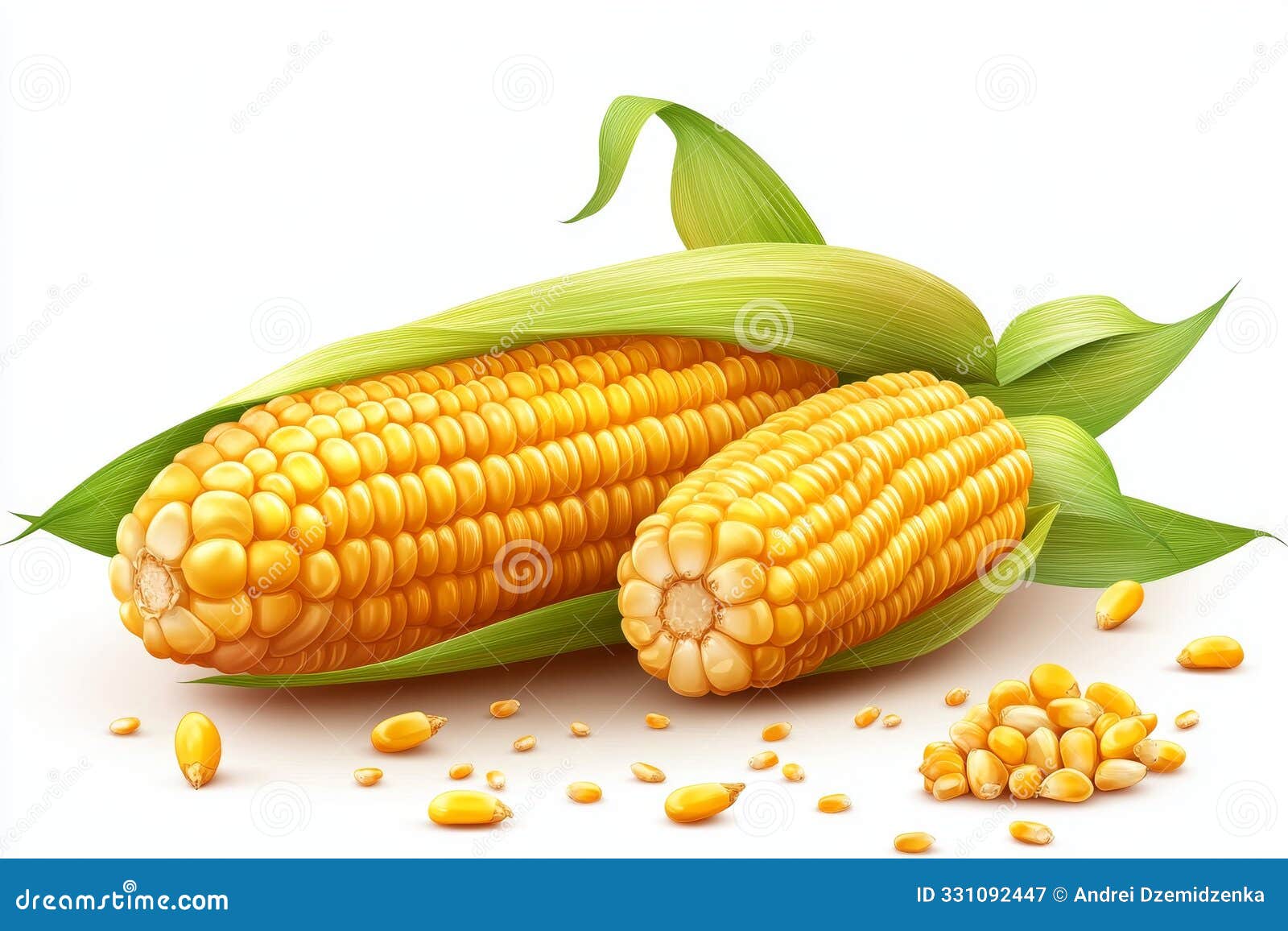 Isolated Bright Skinned Sweet Corn Stock Illustration - Illustration of ...