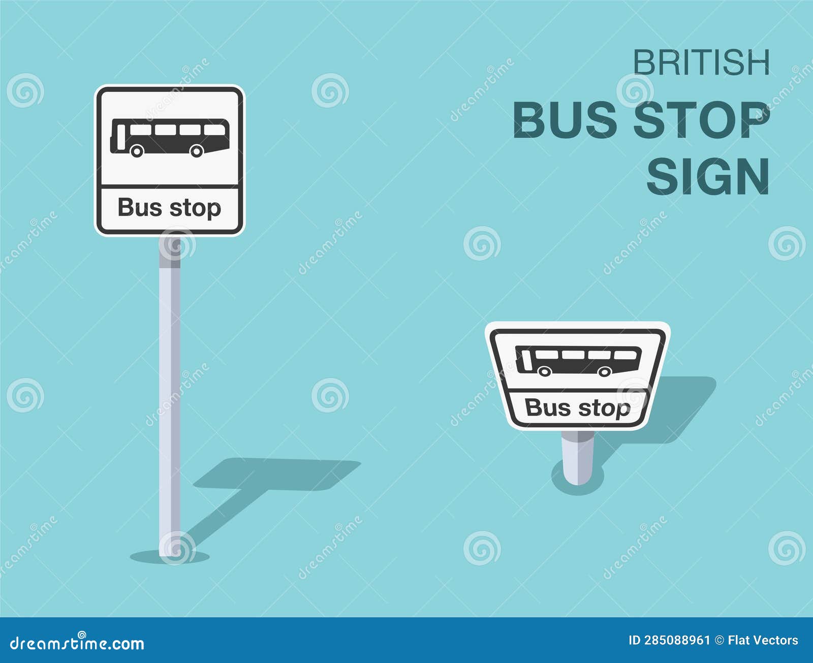 Isolated British Bus Stop Sign. Front and Top View. Vector Illustration ...