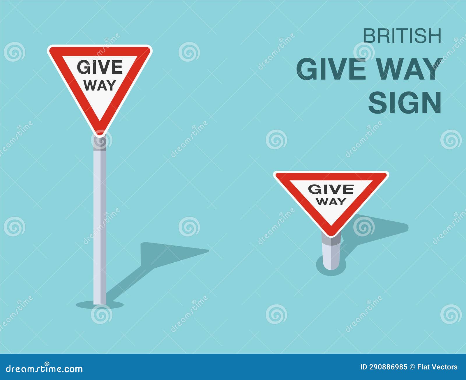 Isolated British Give Way Sign. Front and Top View Stock Vector ...