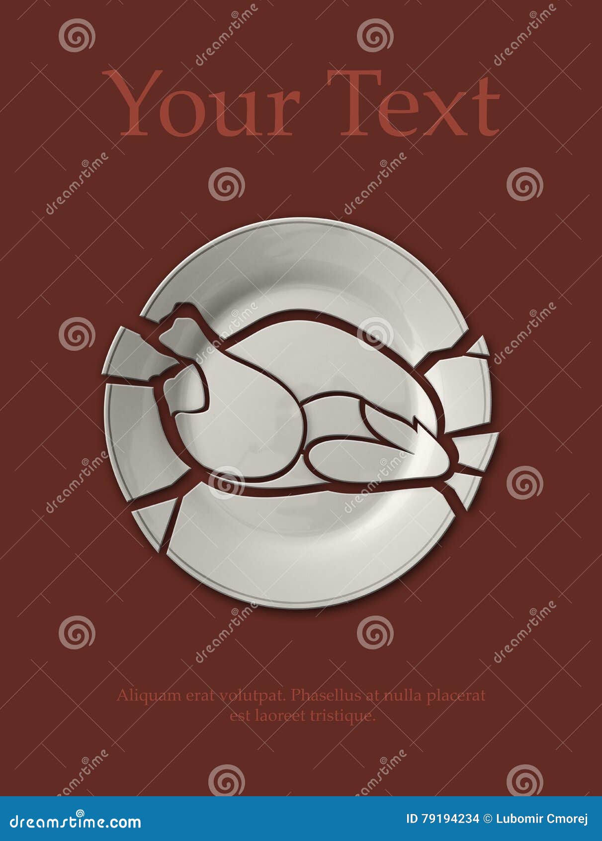 Isolated Broken Plate in the Shape of Chicken Meat on Solid Colo Stock ...