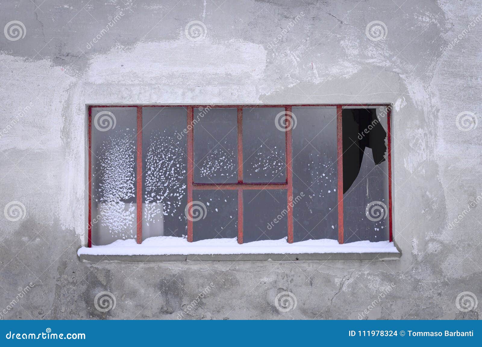 Isolated Broken Window with Snow Stock Photo - Image of facade, antique ...