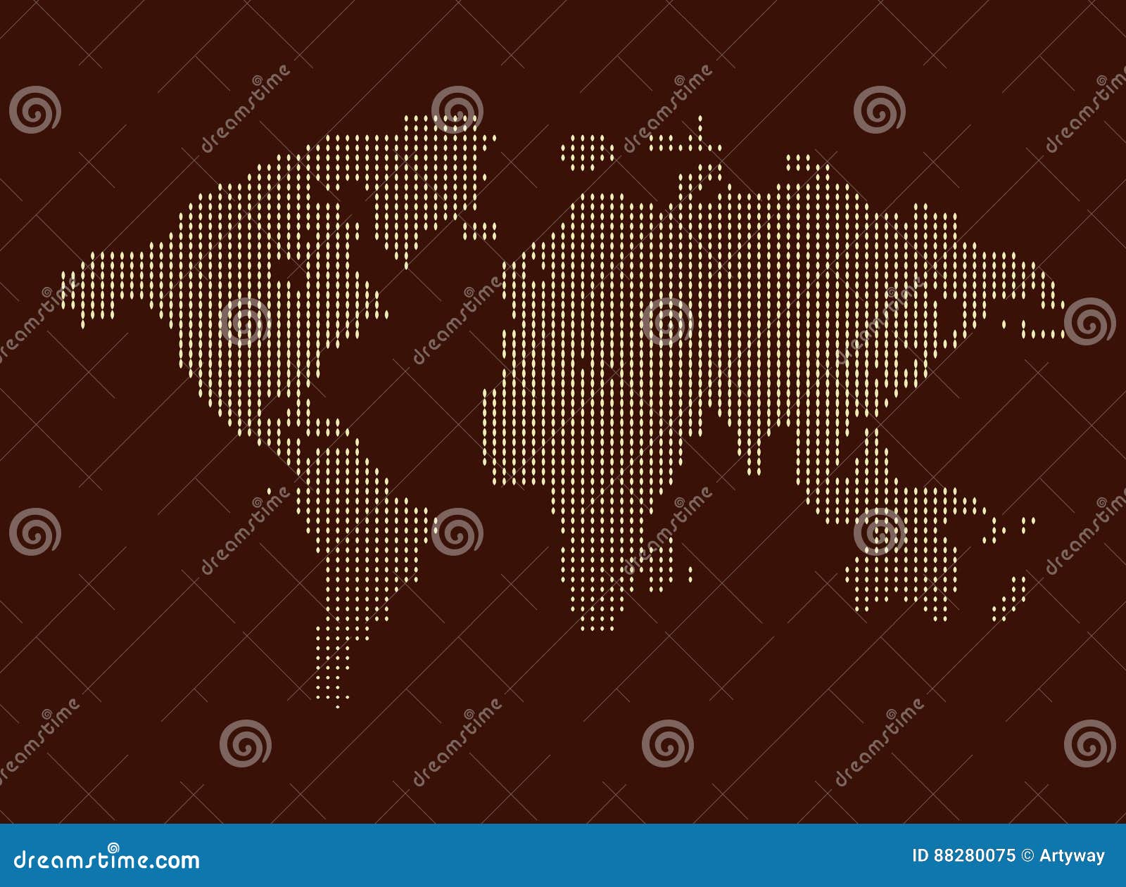 Isolated Brown Color Worldmap of Dots on White Background, Earth Vector ...