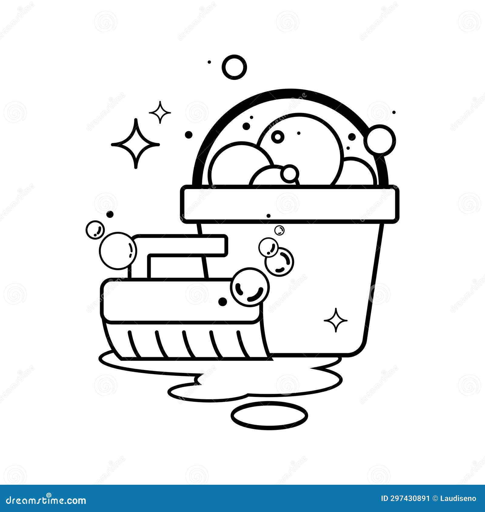 Isolated Brush and a Bucket with Bubble Icon Vector Stock Vector ...