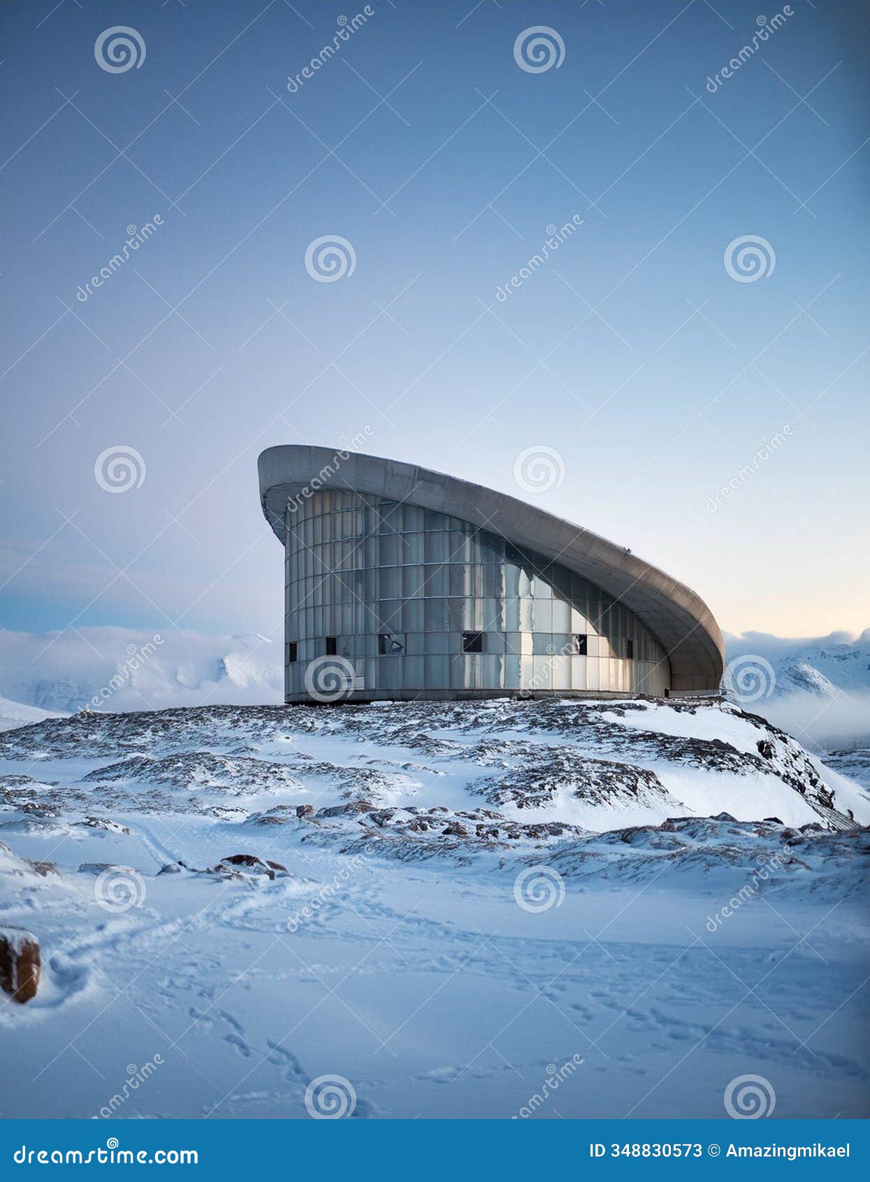 Isolated Brutalist Structure in Arctic Landscape Stock Illustration ...