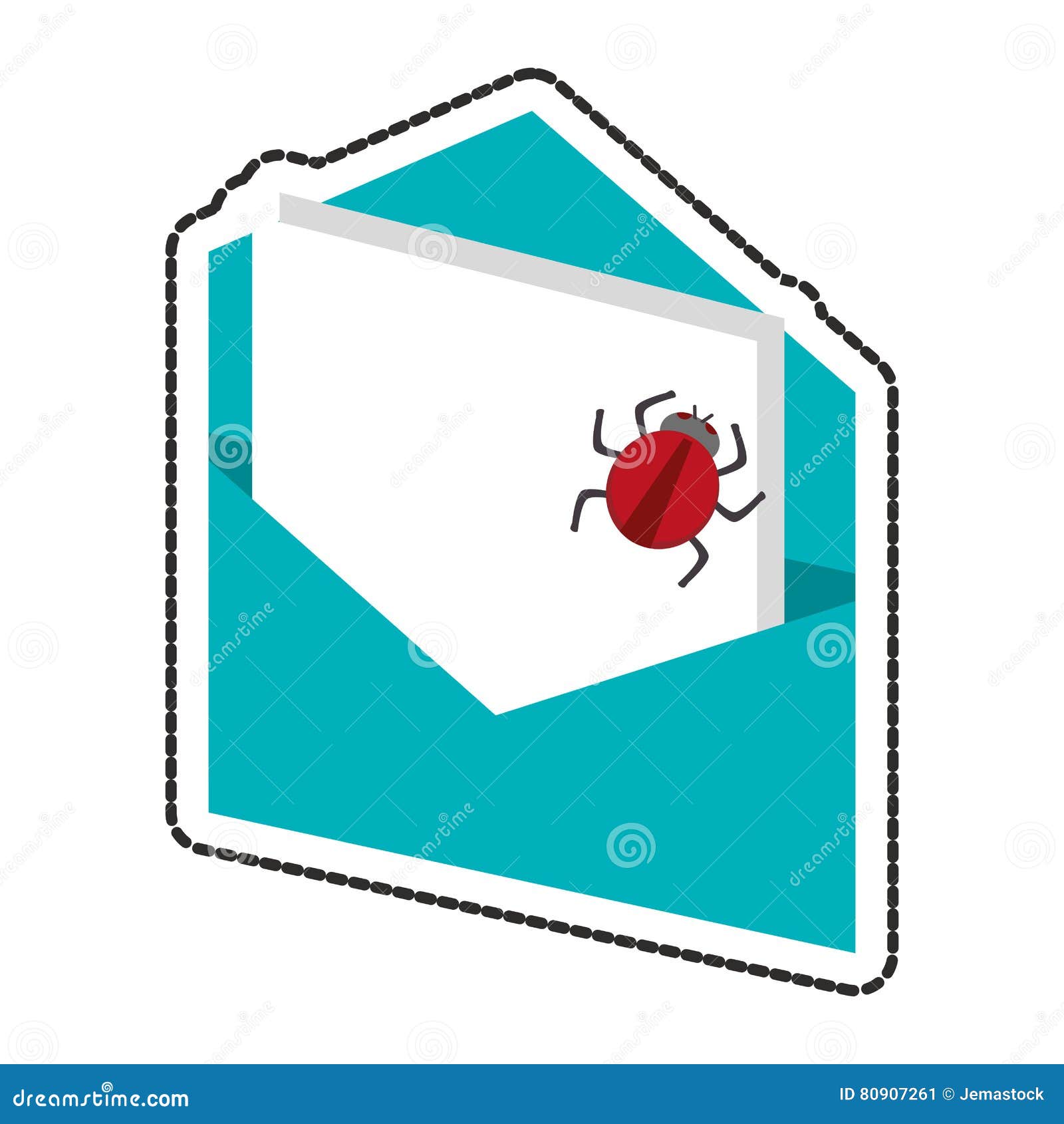 Isolated Bug and Envelope Design Stock Vector - Illustration of caution ...