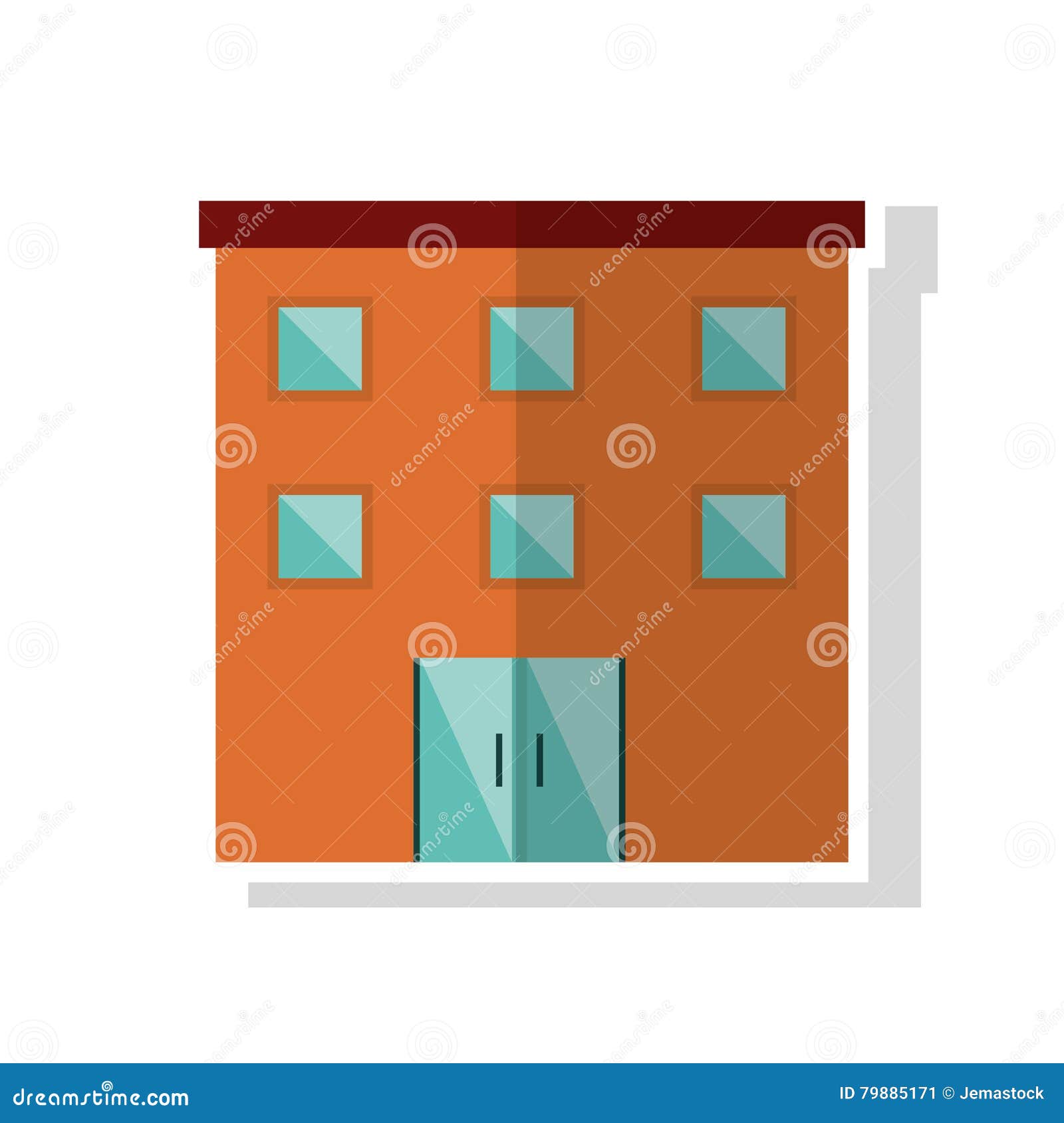 Isolated Building with Windows Design Stock Illustration - Illustration ...