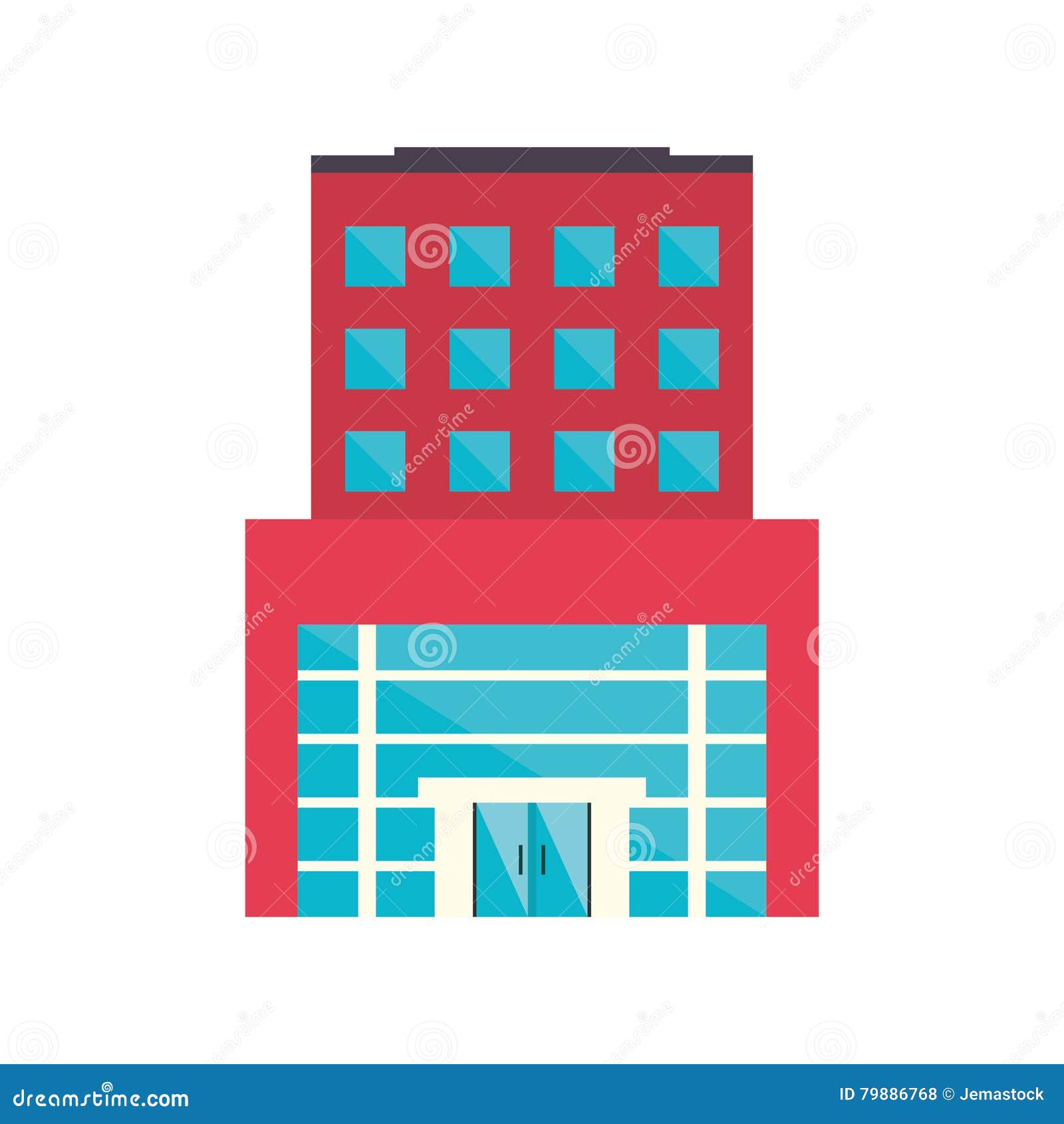 Isolated Building with Windows Design Stock Illustration - Illustration ...