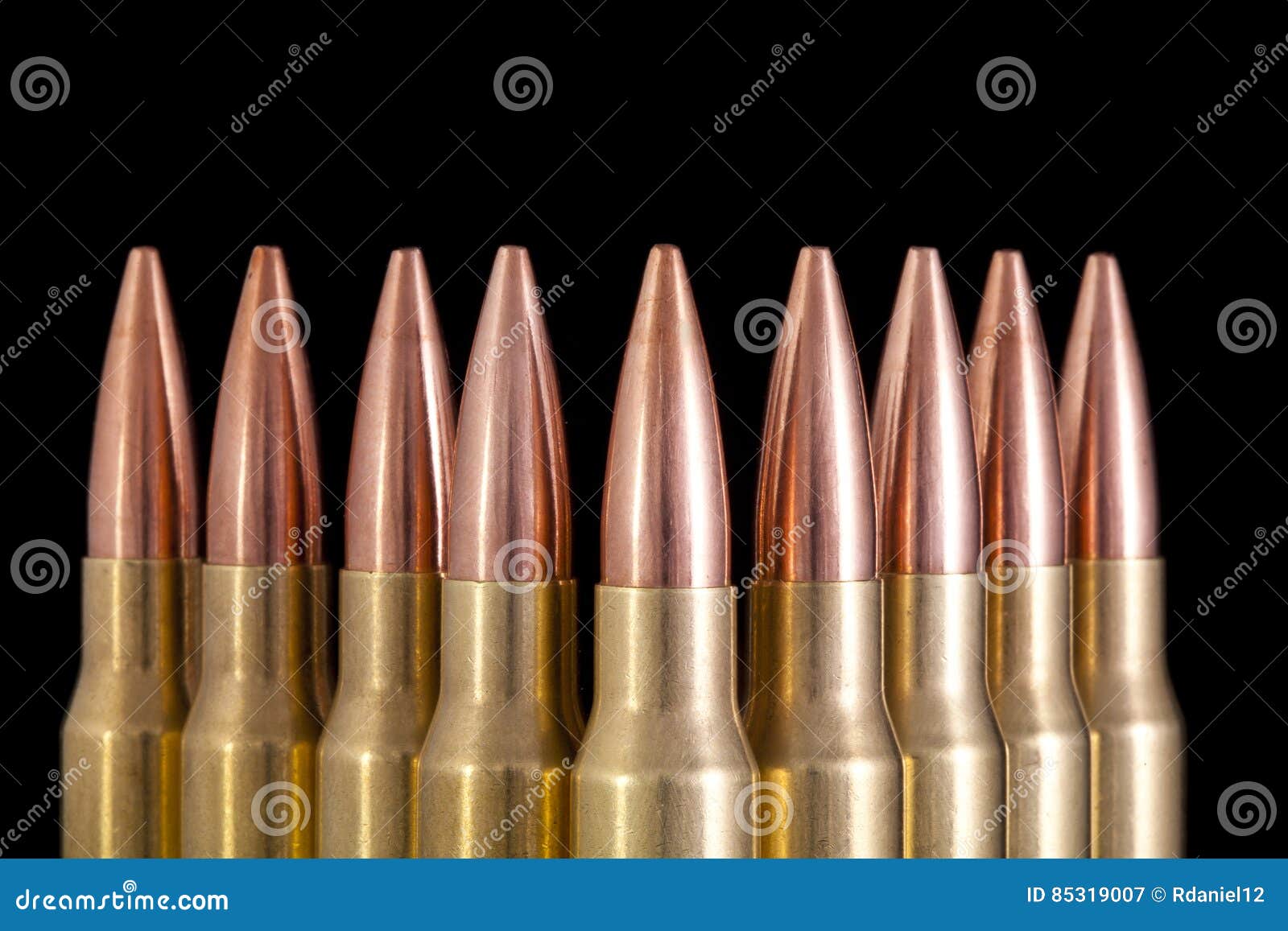 Isolated Bullets on Black Background Stock Image - Image of firearm ...
