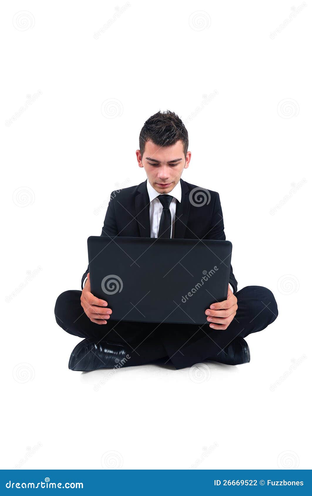 Isolated business man stock photo. Image of laptop, computer - 26669522