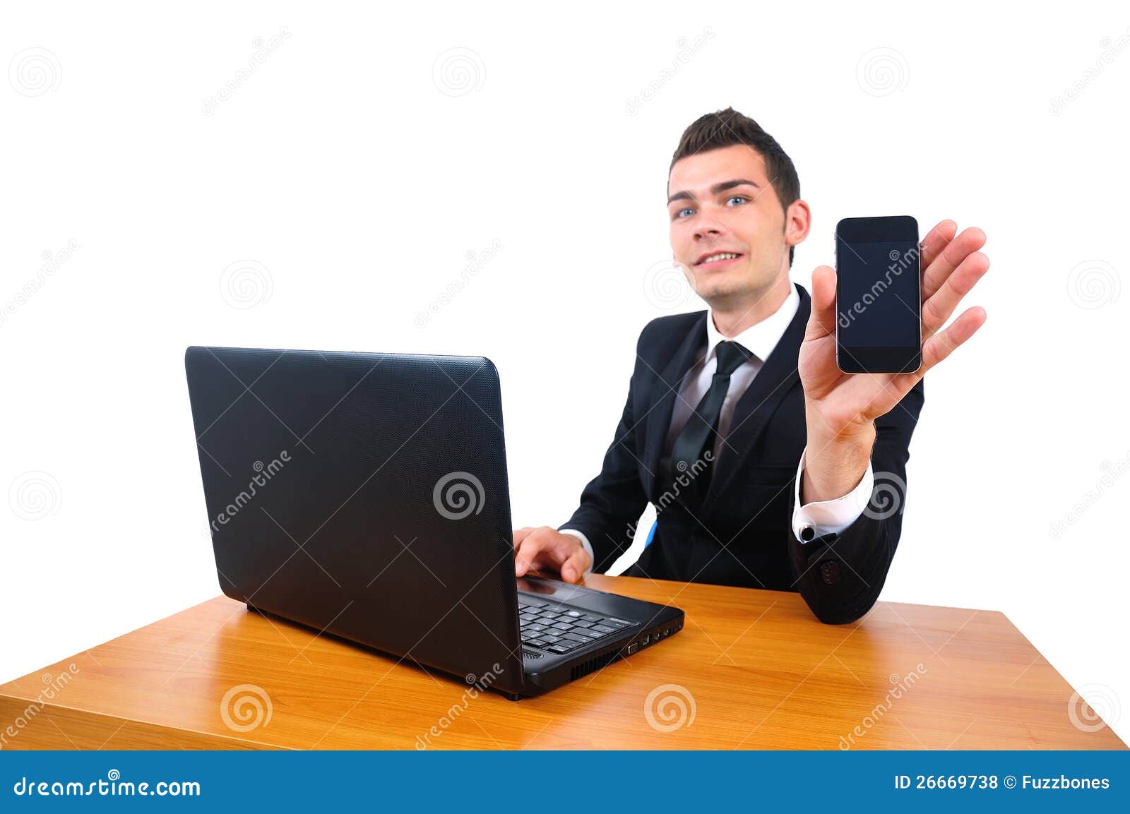 Isolated business man stock photo. Image of chair, cell - 26669738