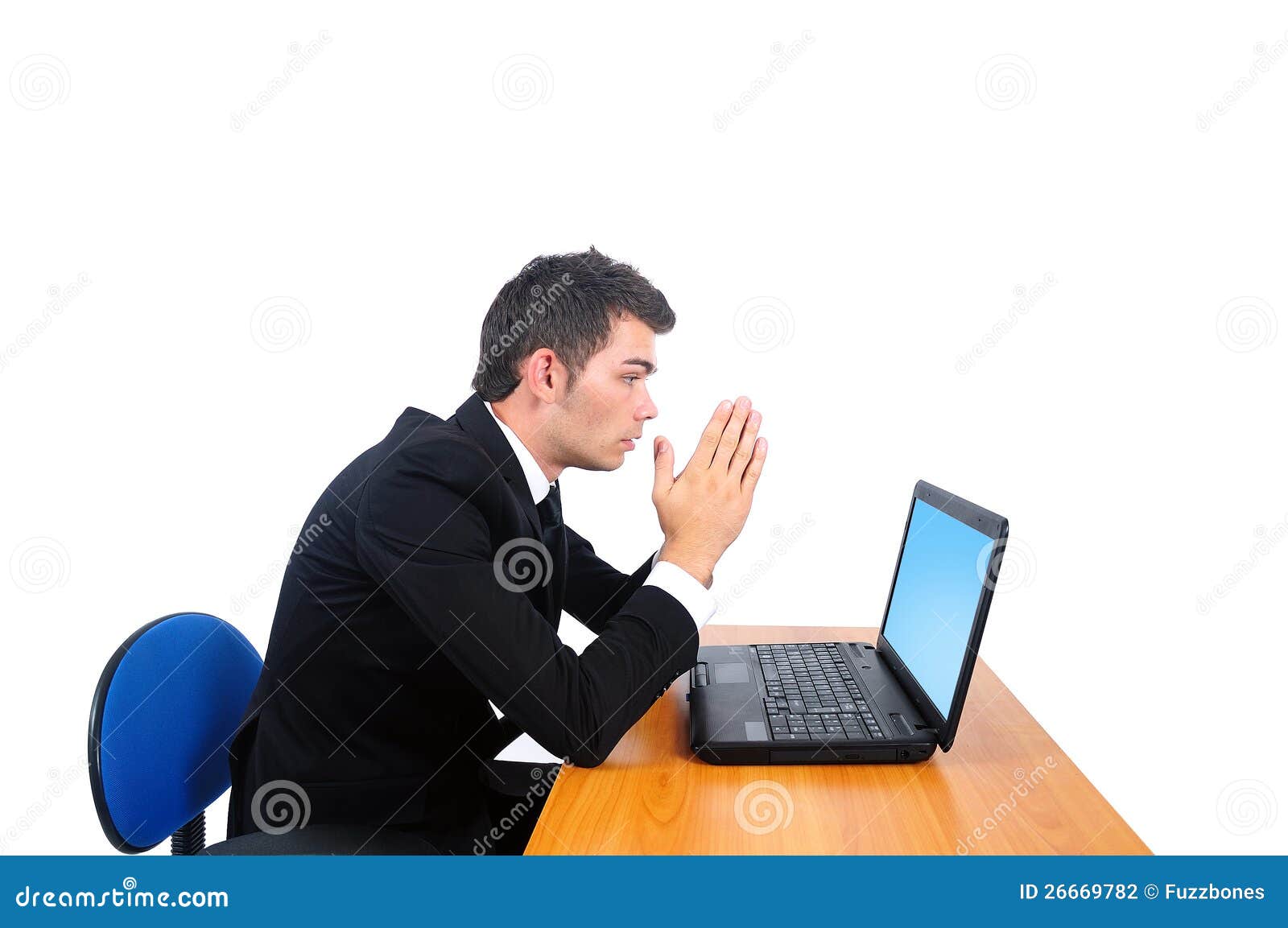 Isolated business man stock photo. Image of computer - 26669782