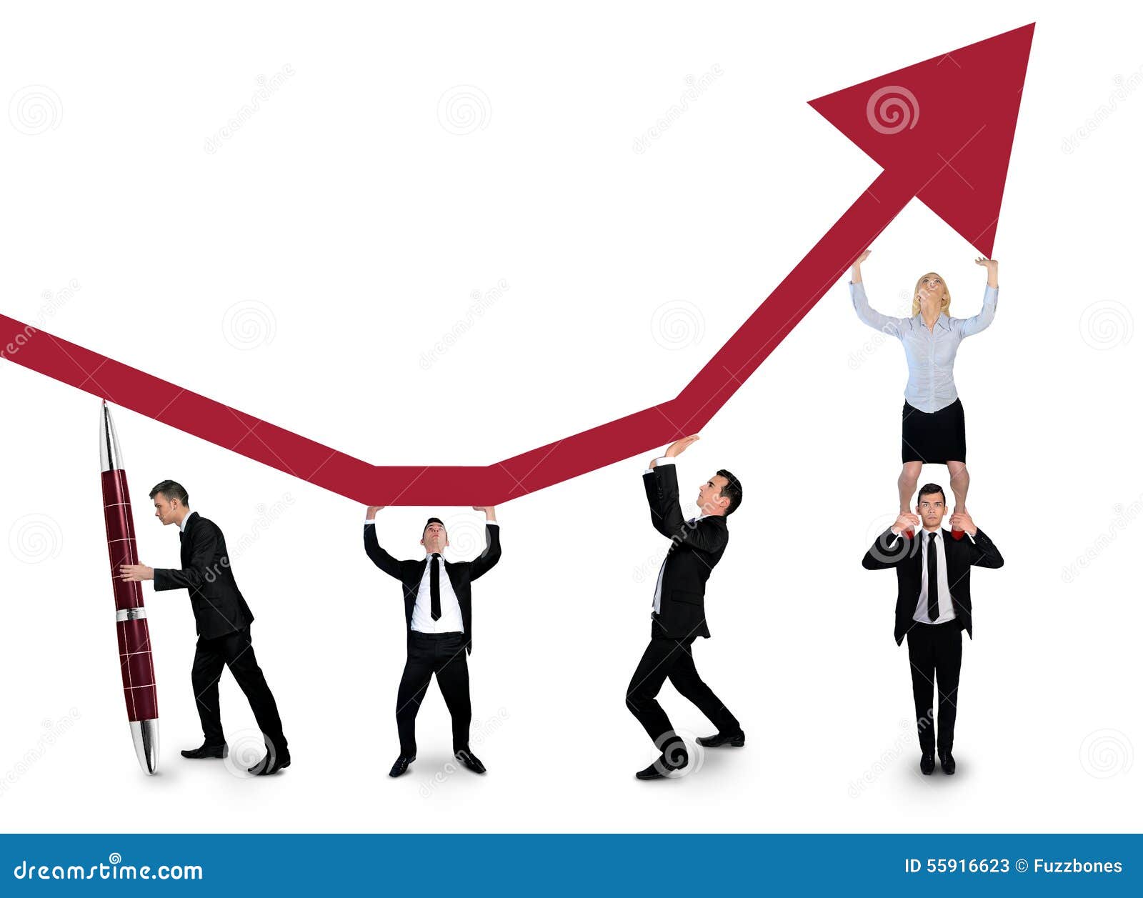 Isolated Business Team Push Arrow Up Stock Image - Image of background ...