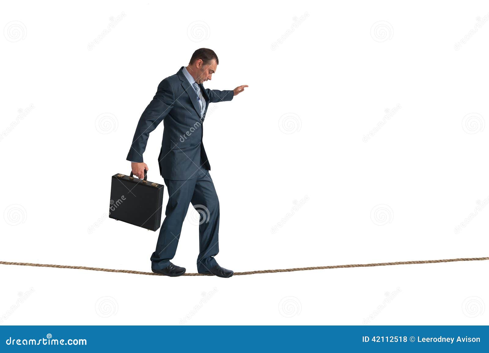 Isolated Businessman Balancing Tightrope Stock Photo - Image of ...
