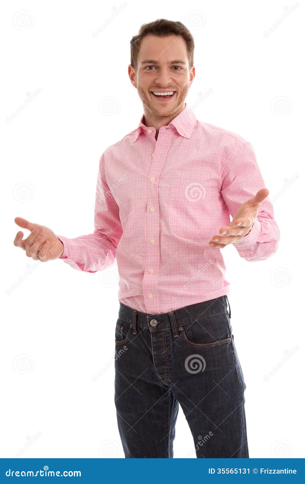 Isolated Businessman Showing or Presenting with His Hands. Stock Image ...