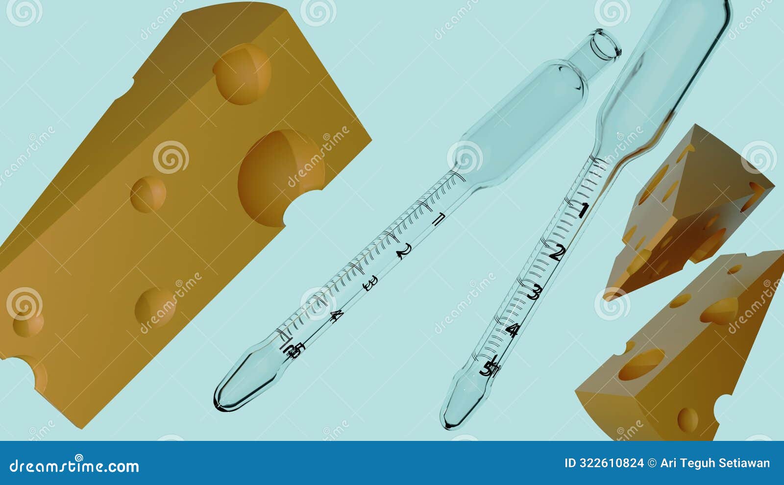 Isolated Butyrometers and 2 Slice of Cheese Stock Illustration ...